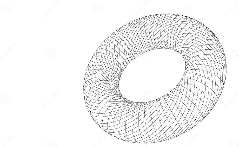 Vector Illustration of a Torus Shape with Wireframe Mesh Stock ...