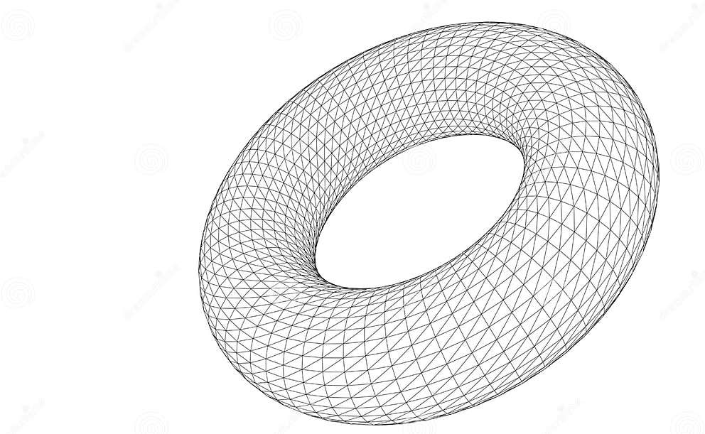 Vector Illustration of a Torus Shape with Wireframe Mesh Stock ...