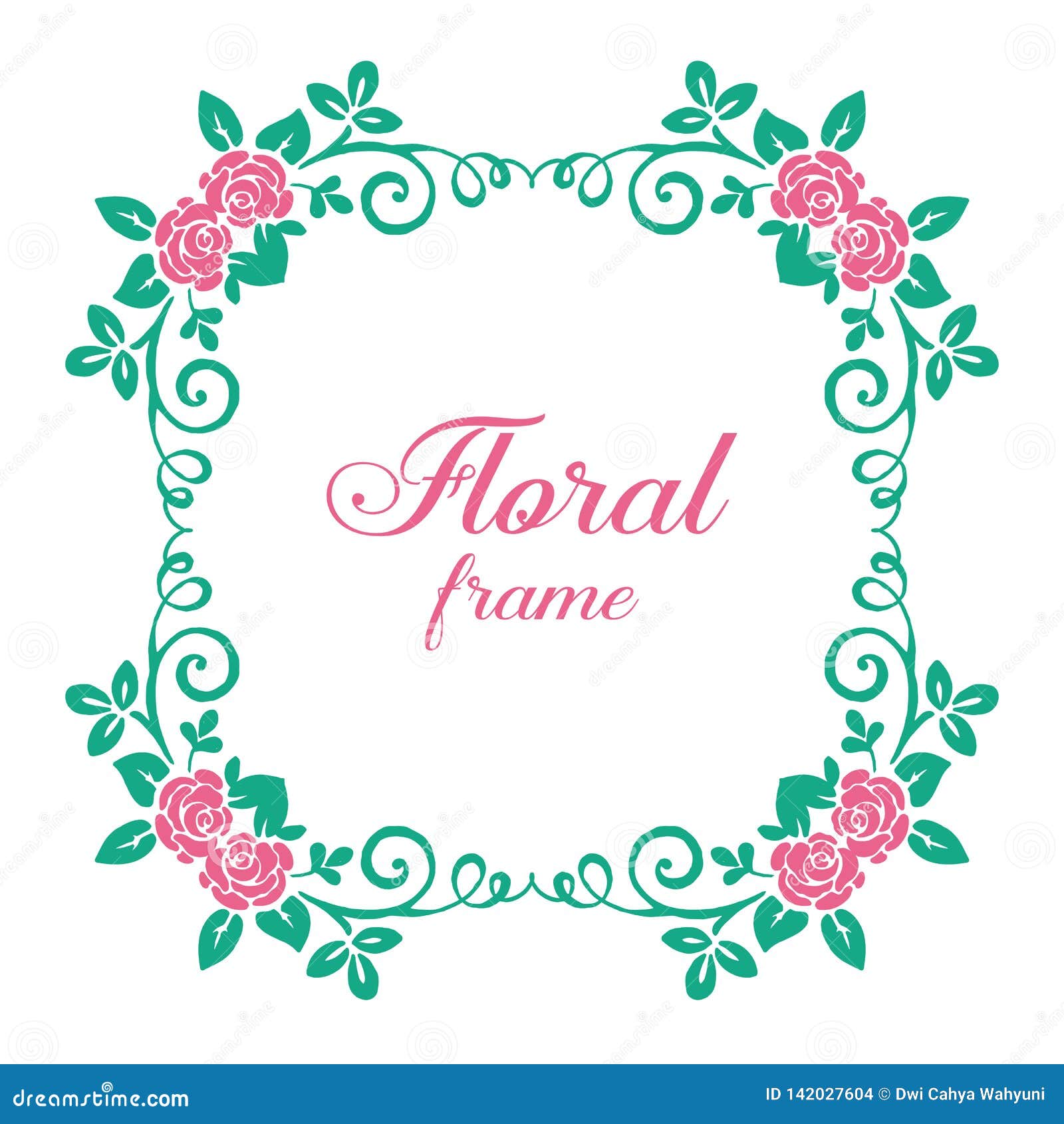 Vector Illustration Tosca Leaves with Ornate Floral Frame Stock Vector ...