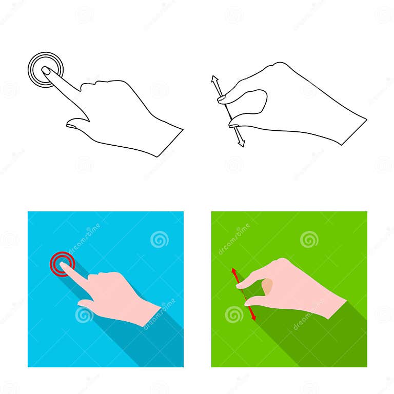 Vector Illustration of Touchscreen and Hand Icon. Set of Touchscreen ...