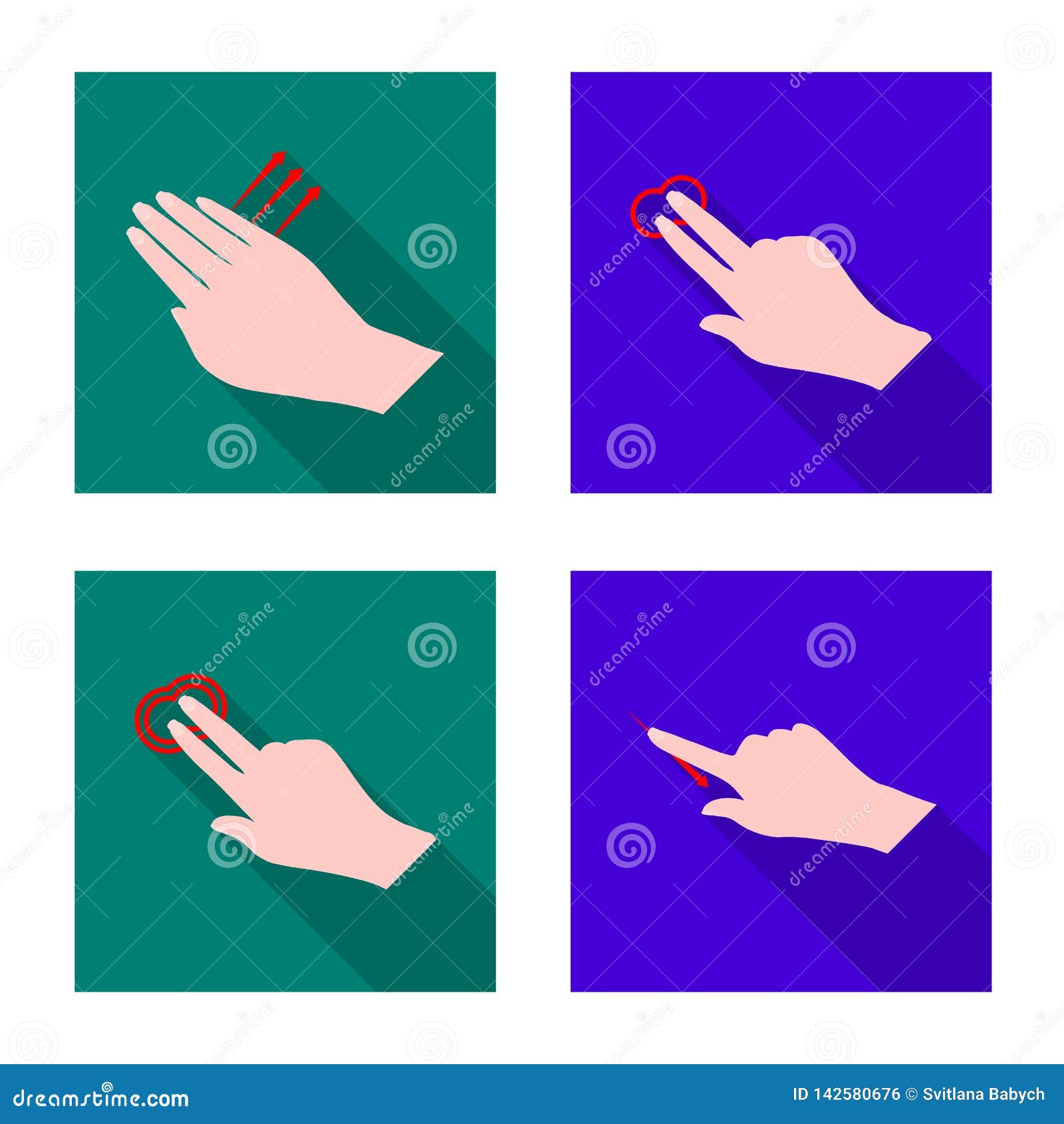 Vector Design of Touchscreen and Hand Sign. Set of Touchscreen and ...