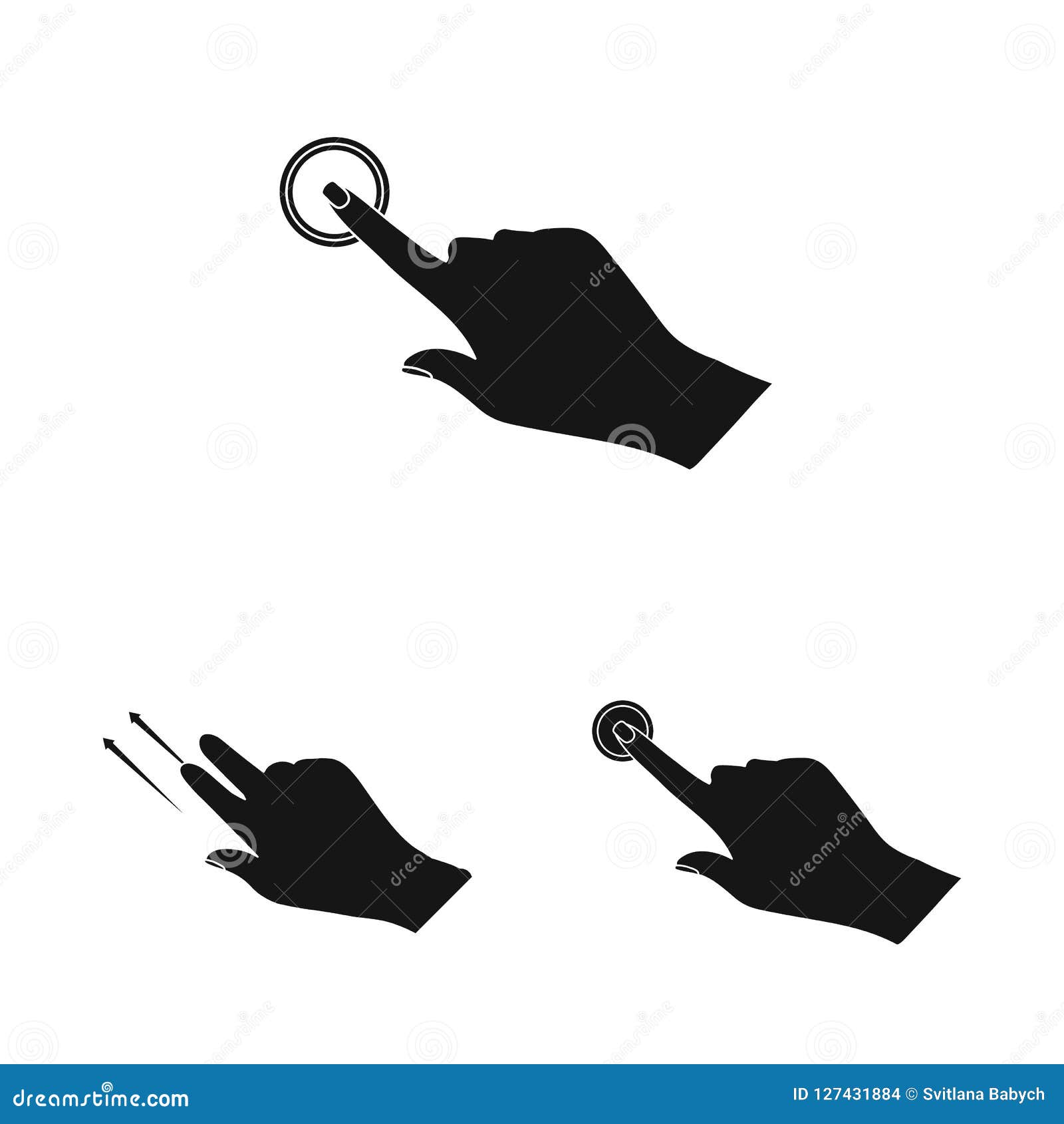 Vector Design of Touchscreen and Hand Sign. Collection of Touchscreen ...