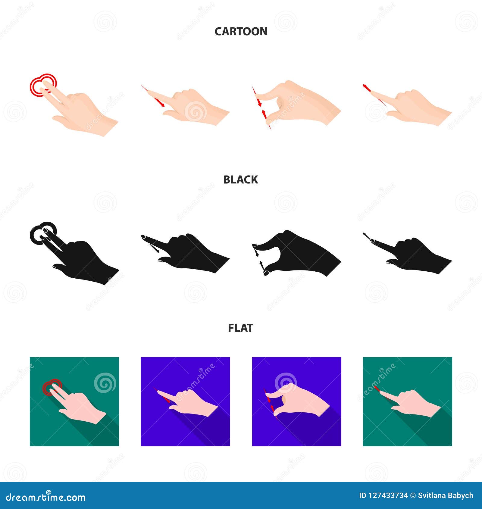 Vector Design of Touchscreen and Hand Sign. Collection of Touchscreen ...