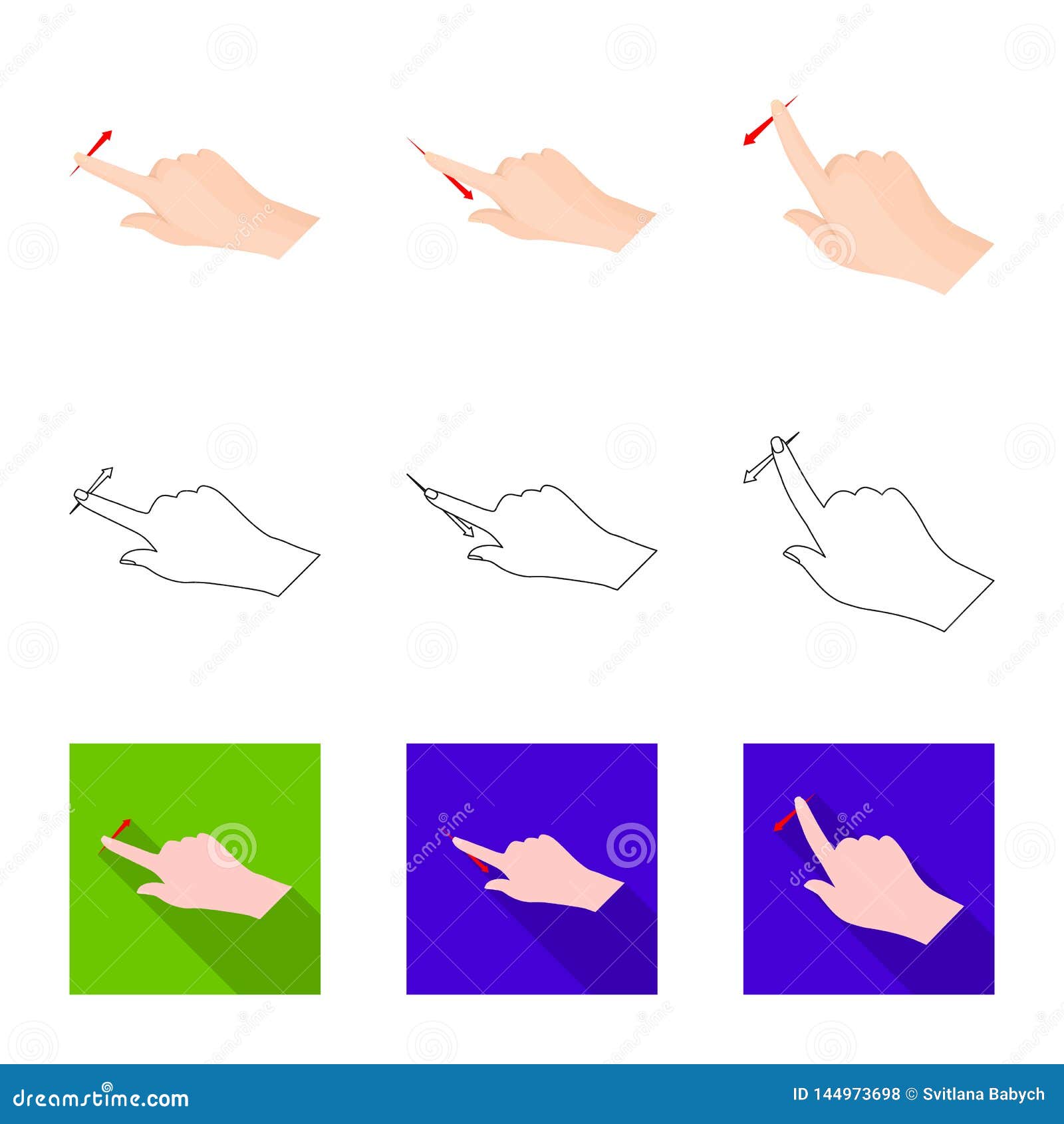 Vector Design of Touchscreen and Hand Symbol. Set of Touchscreen and ...