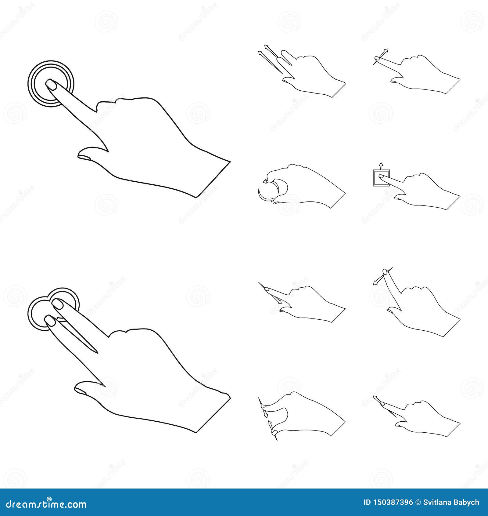 Vector Design of Touchscreen and Hand Symbol. Collection of Touchscreen ...