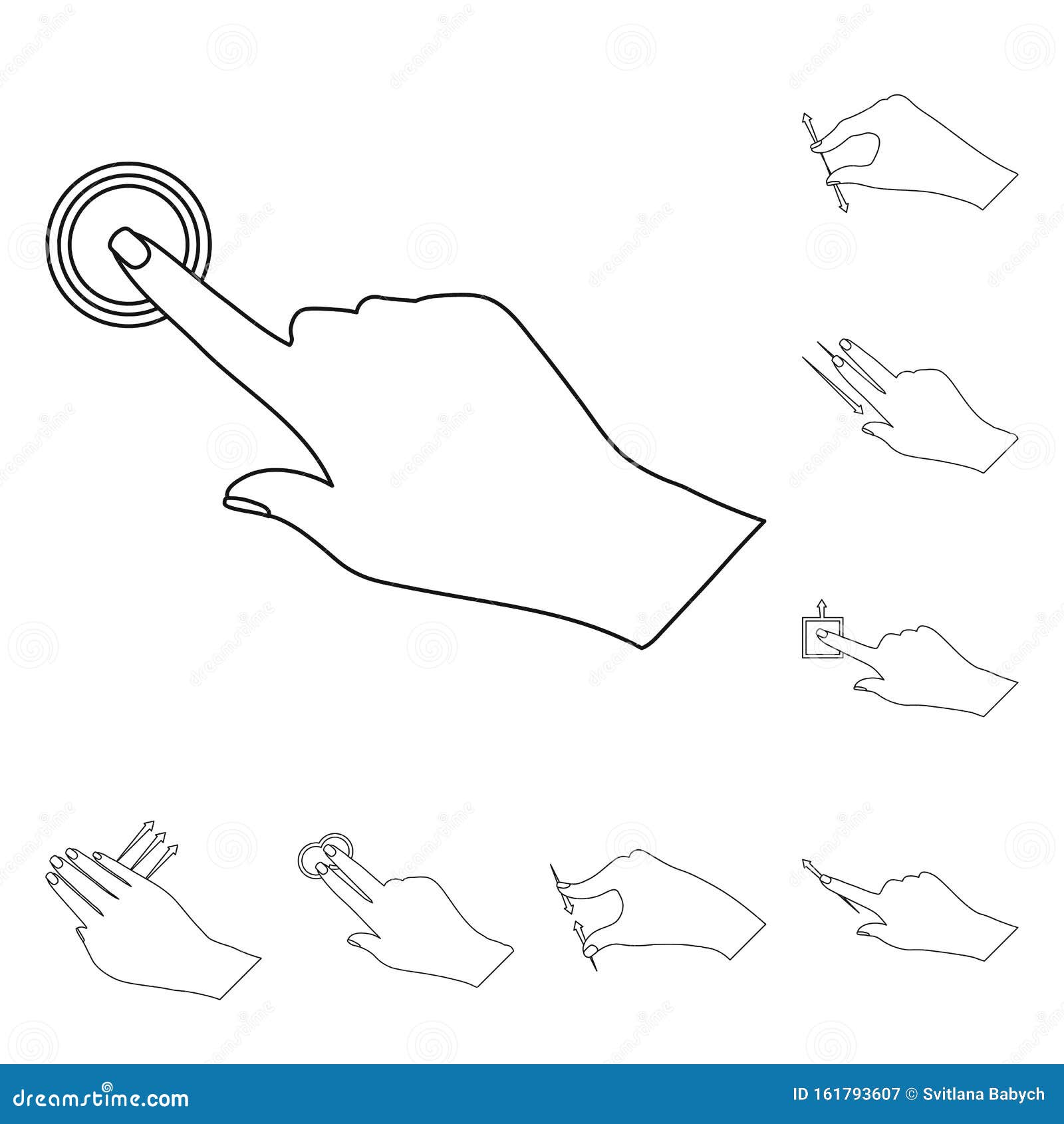 Vector Design of Touchscreen and Hand Symbol. Collection of Touchscreen ...