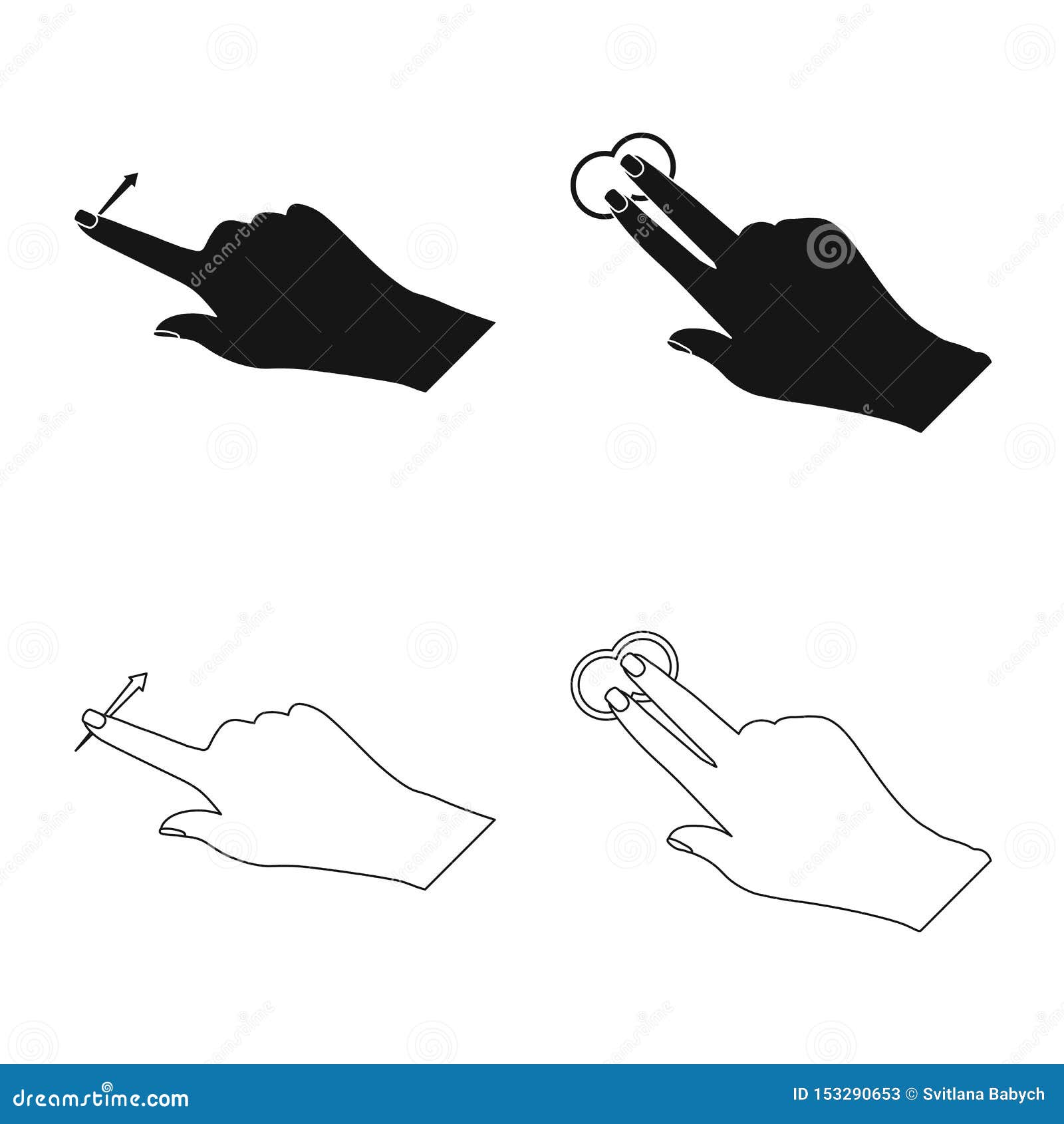 Vector Illustration of Touchscreen and Hand Symbol. Collection of ...