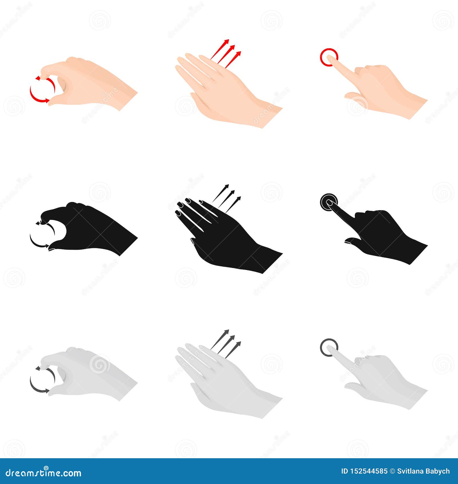 Vector Design of Touchscreen and Hand Icon. Set of Touchscreen and ...