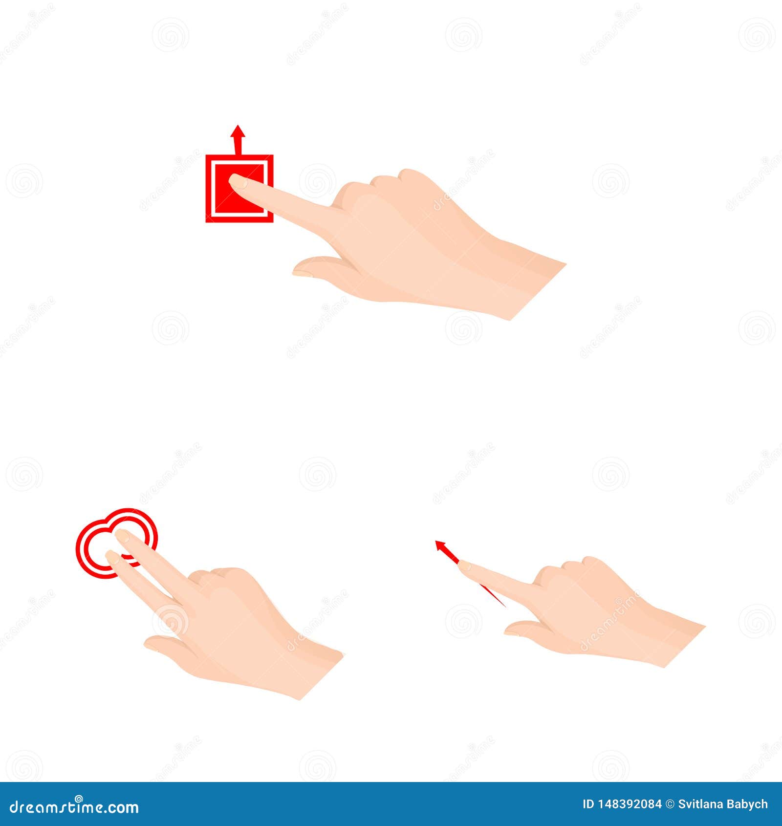 Vector Design of Touchscreen and Hand Icon. Collection of Touchscreen ...