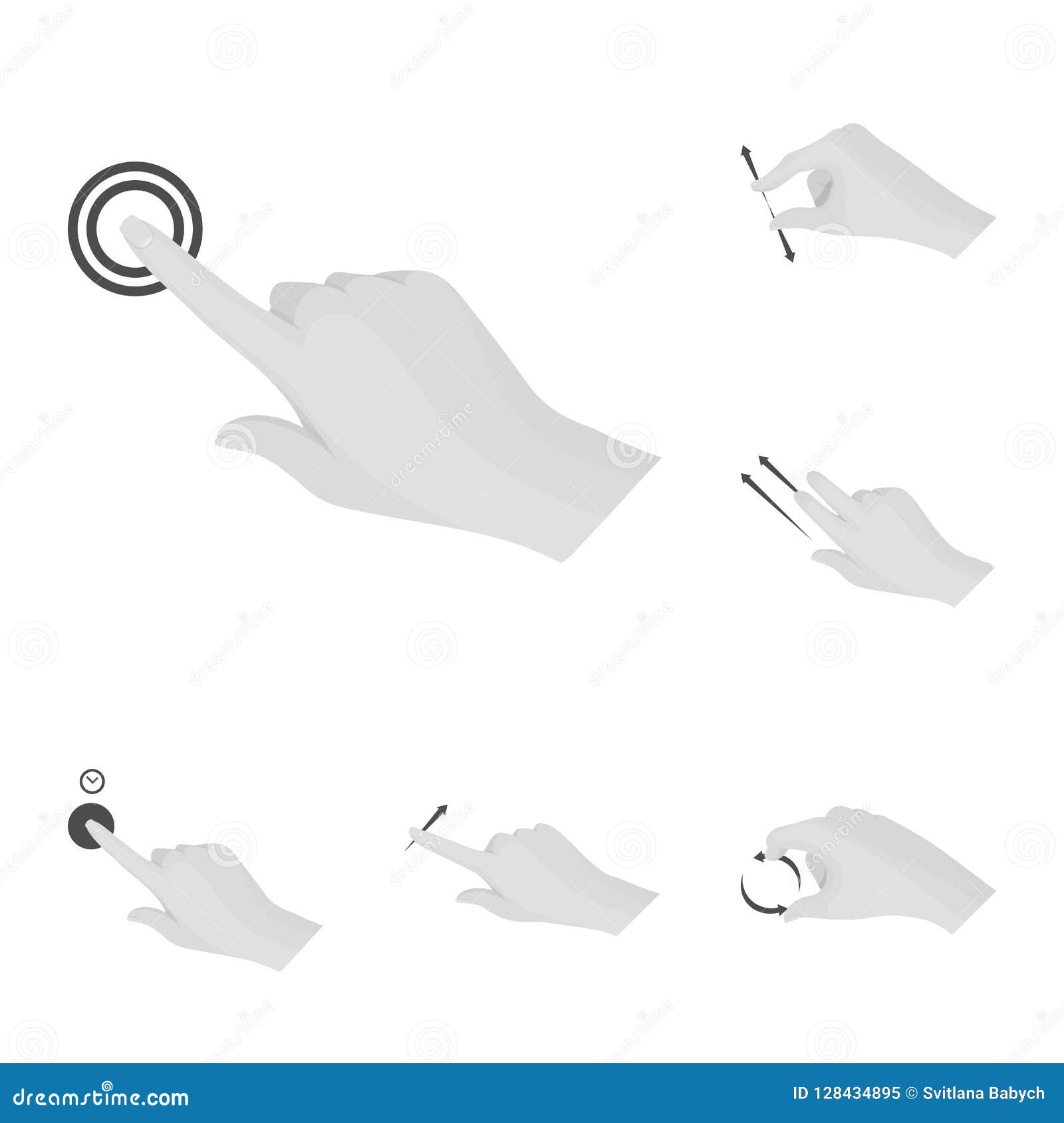 Vector Design of Touchscreen and Hand Icon. Collection of Touchscreen ...