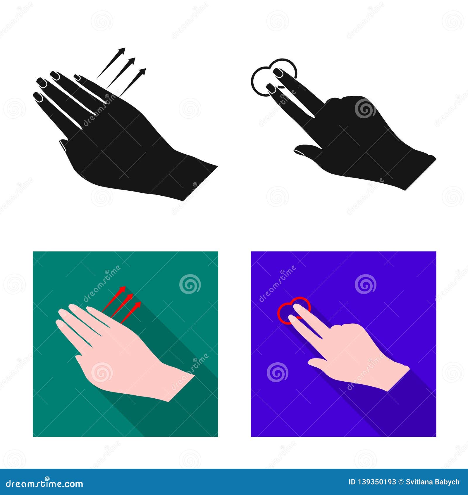 Vector Design of Touchscreen and Hand Icon. Collection of Touchscreen ...