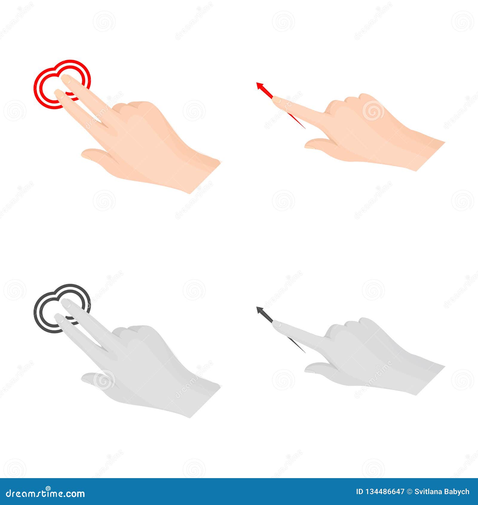 Vector Illustration of Touchscreen and Hand Symbol. Set of Touchscreen ...