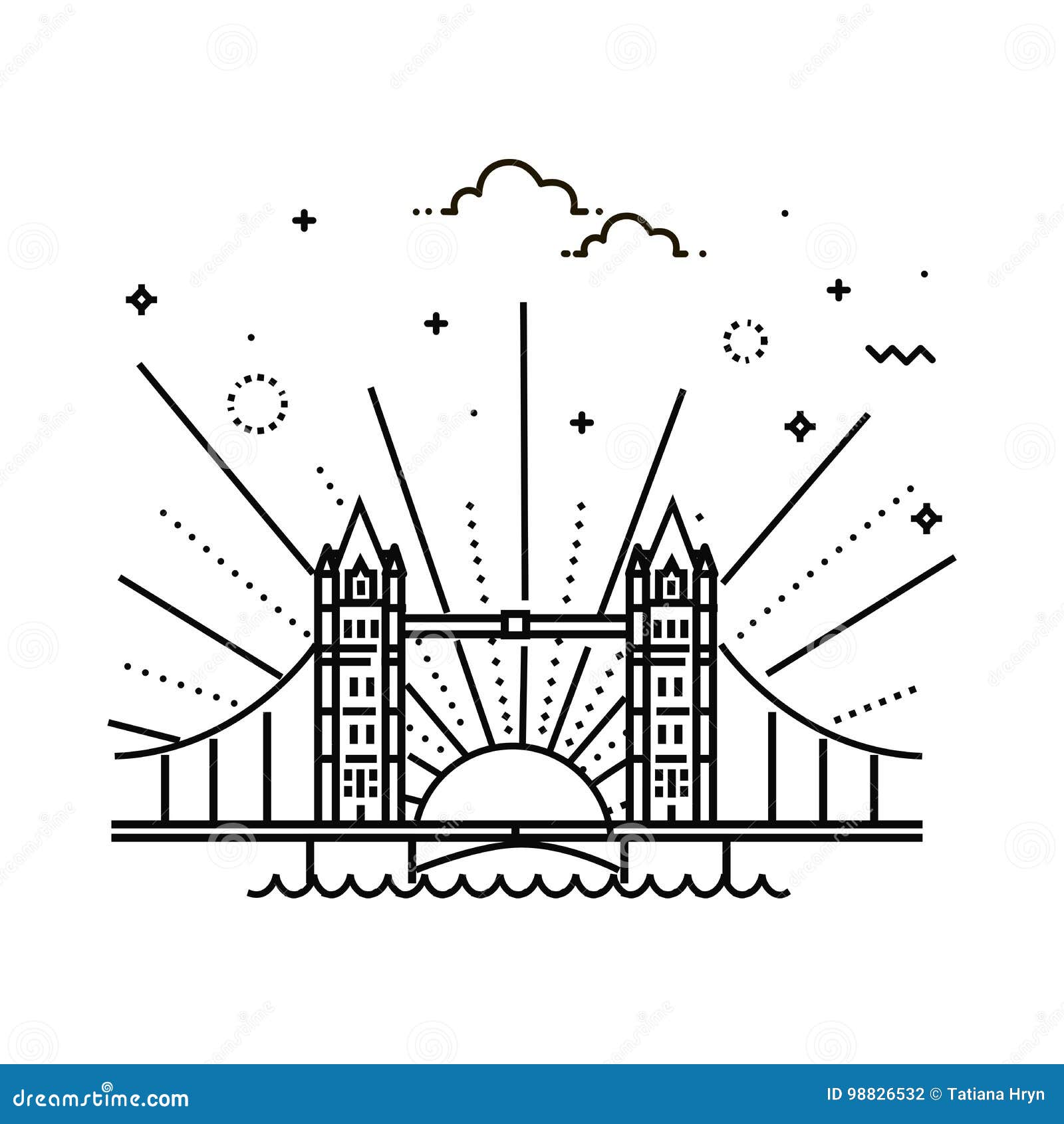 Vector Illustration of Tower Bridge Icon Outline Stock Vector ...