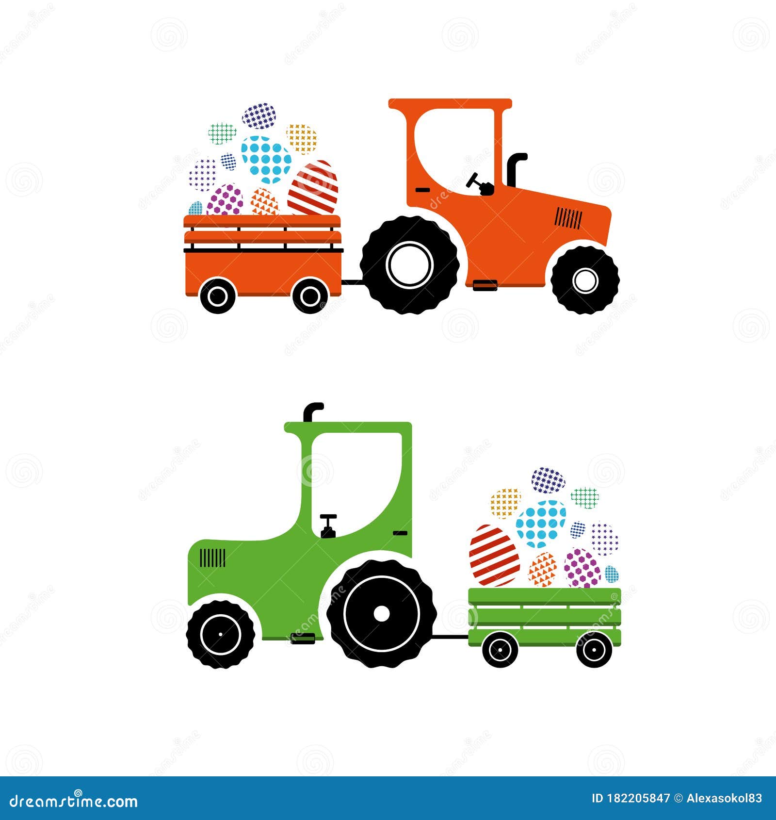 Vector Illustration, Tractor Carries Easter Eggs. Stock Illustration ...