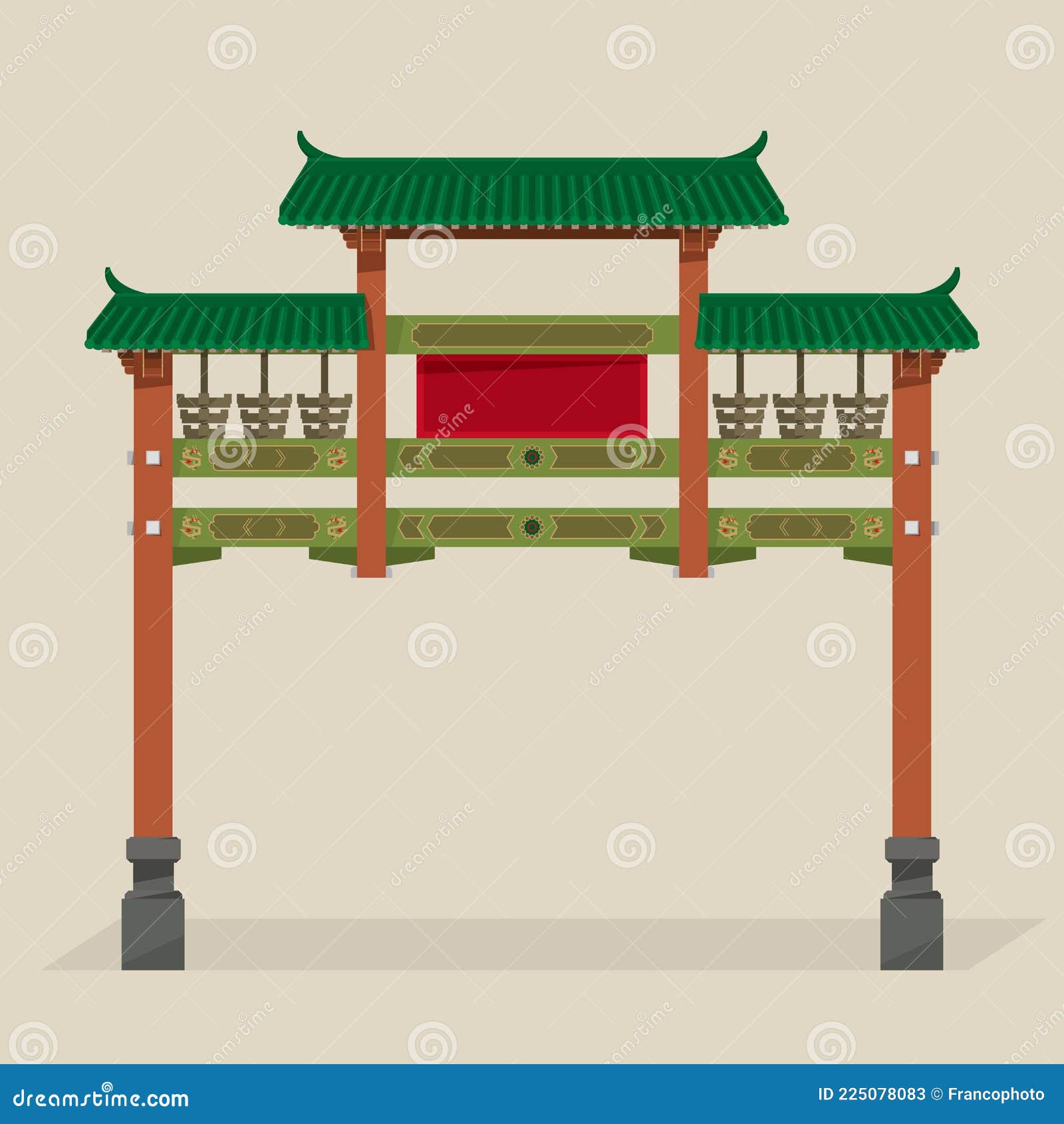 Vector Illustration of a Traditional-style Chinese Gate Stock Vector ...