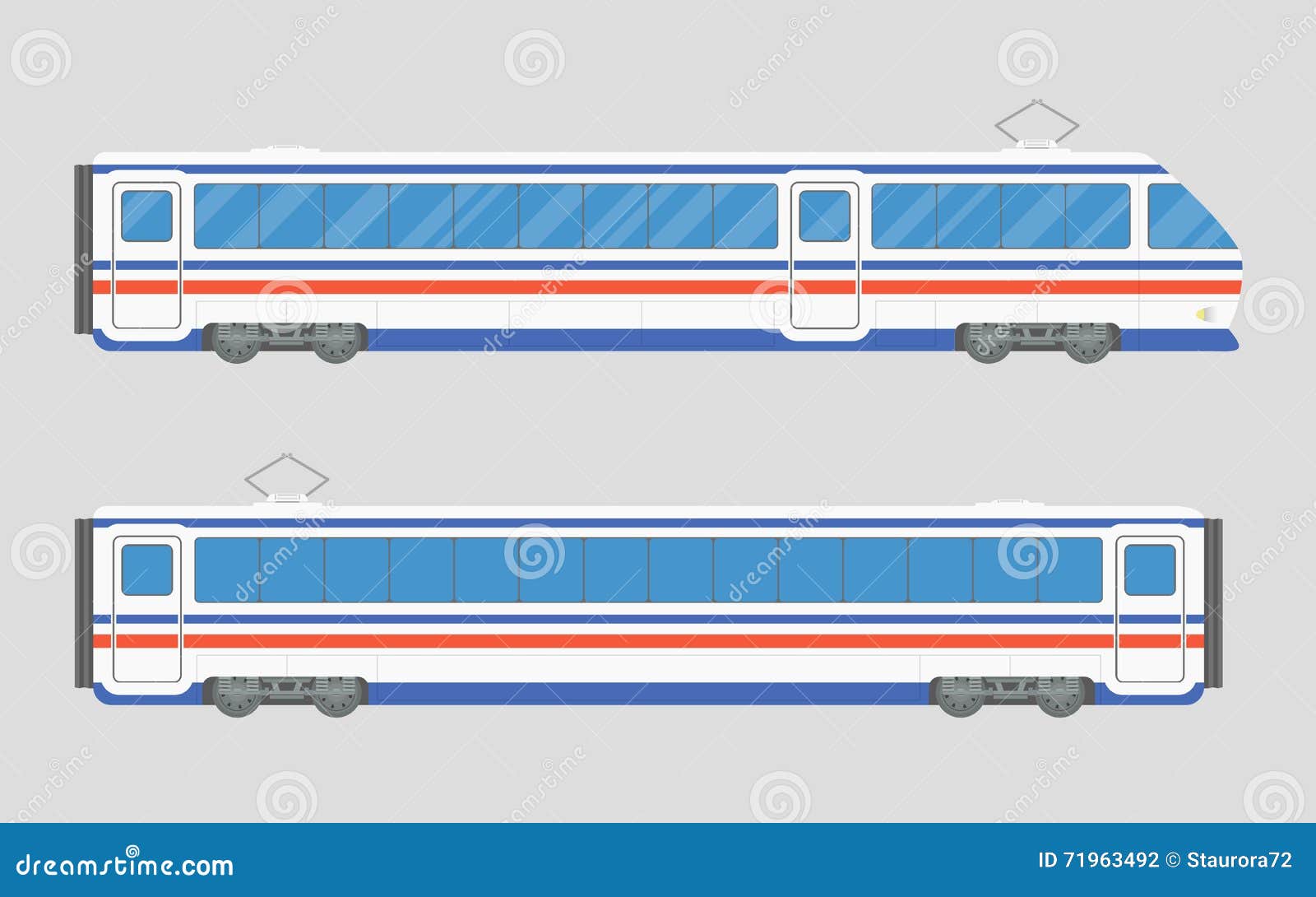 Vector Illustration of a Train in a Flat Style. Locomotive and Wagon ...