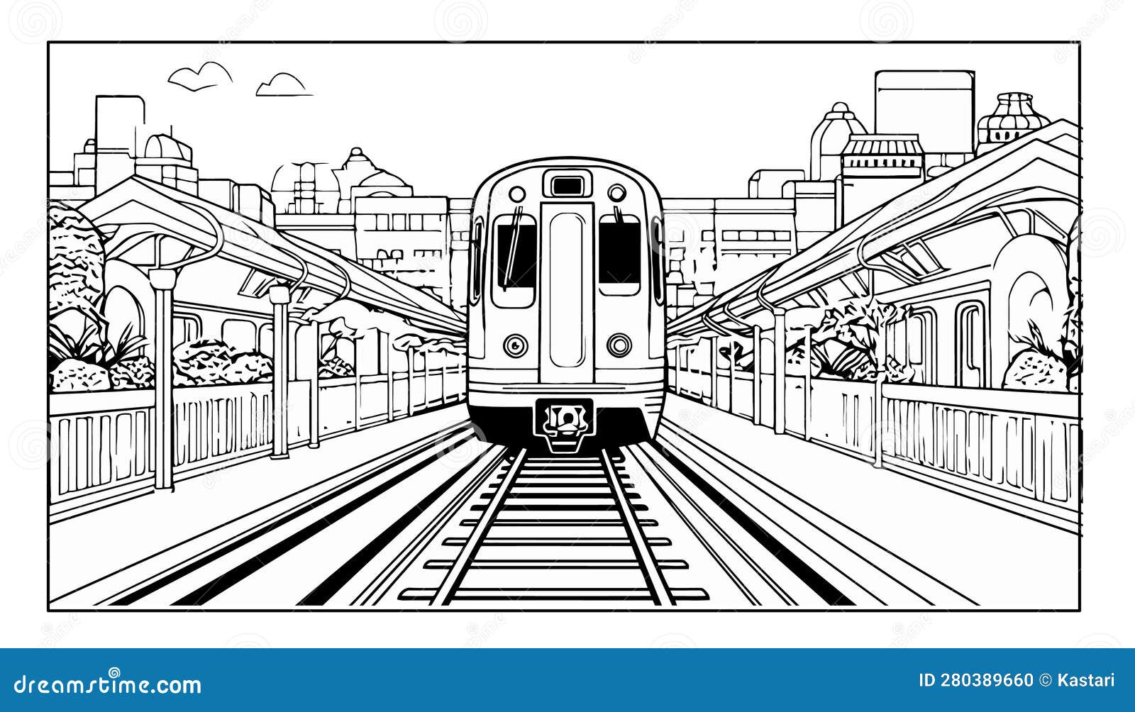 Vector Illustration,Train Station in Frame Stock Vector - Illustration ...