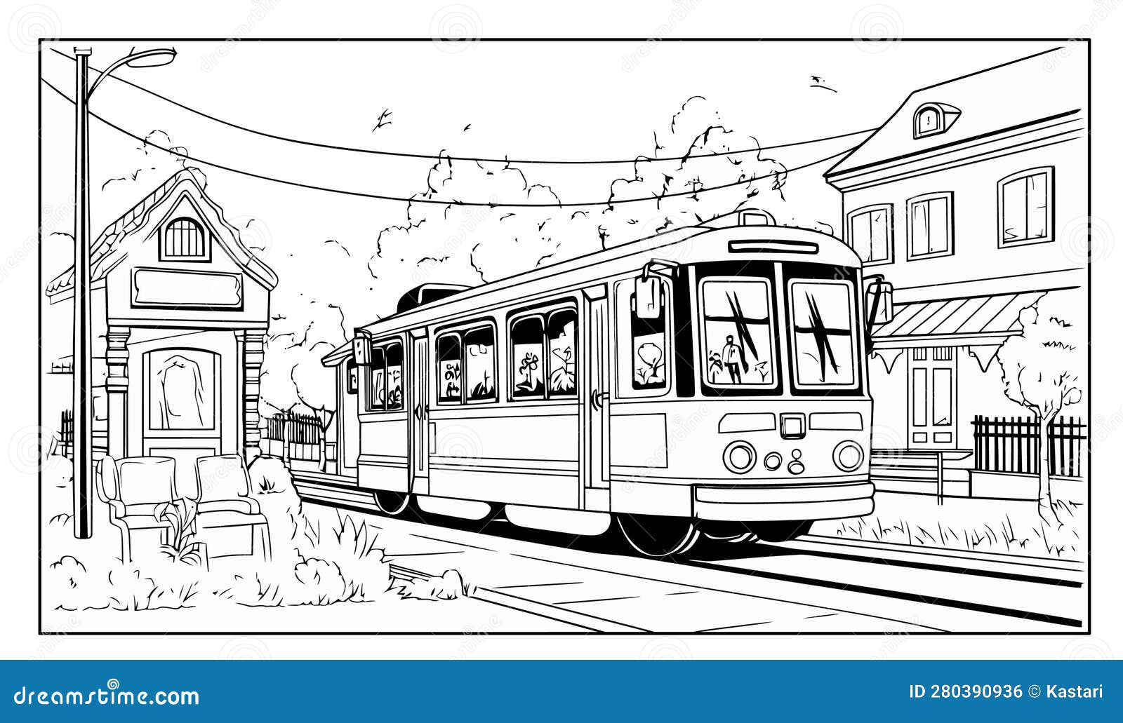 Vector Illustration,Train Station in Frame Stock Vector - Illustration ...