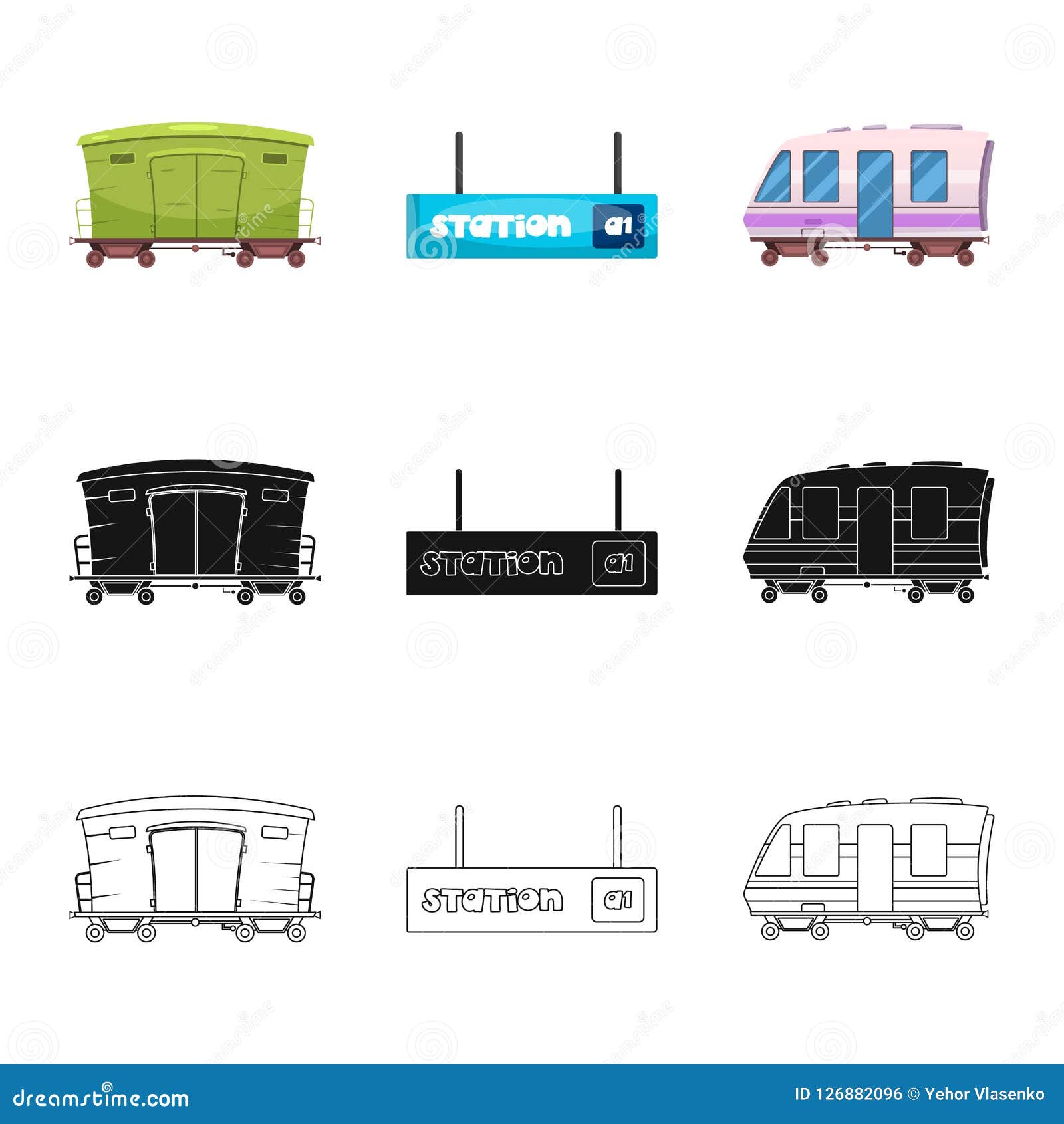 Vector Design of Train and Station Logo. Collection of Train and Ticket ...