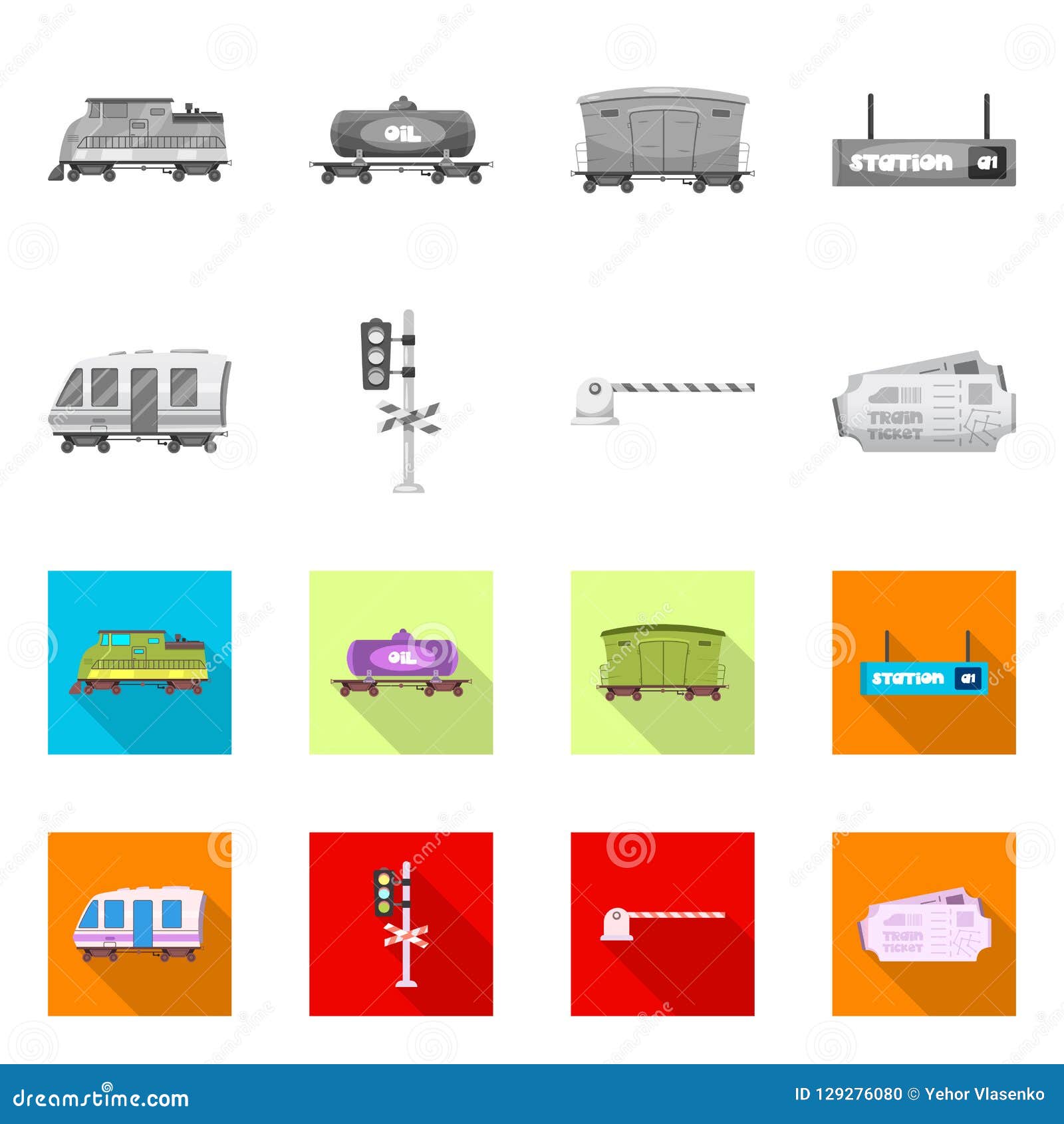 Vector Design of Train and Station Logo. Collection of Train and Ticket ...