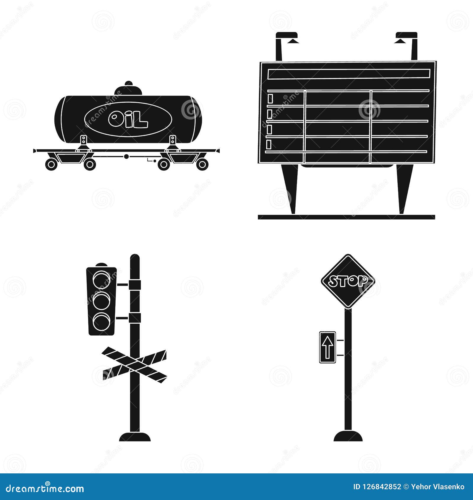 Vector Design of Train and Station Sign. Set of Train and Ticket Vector ...