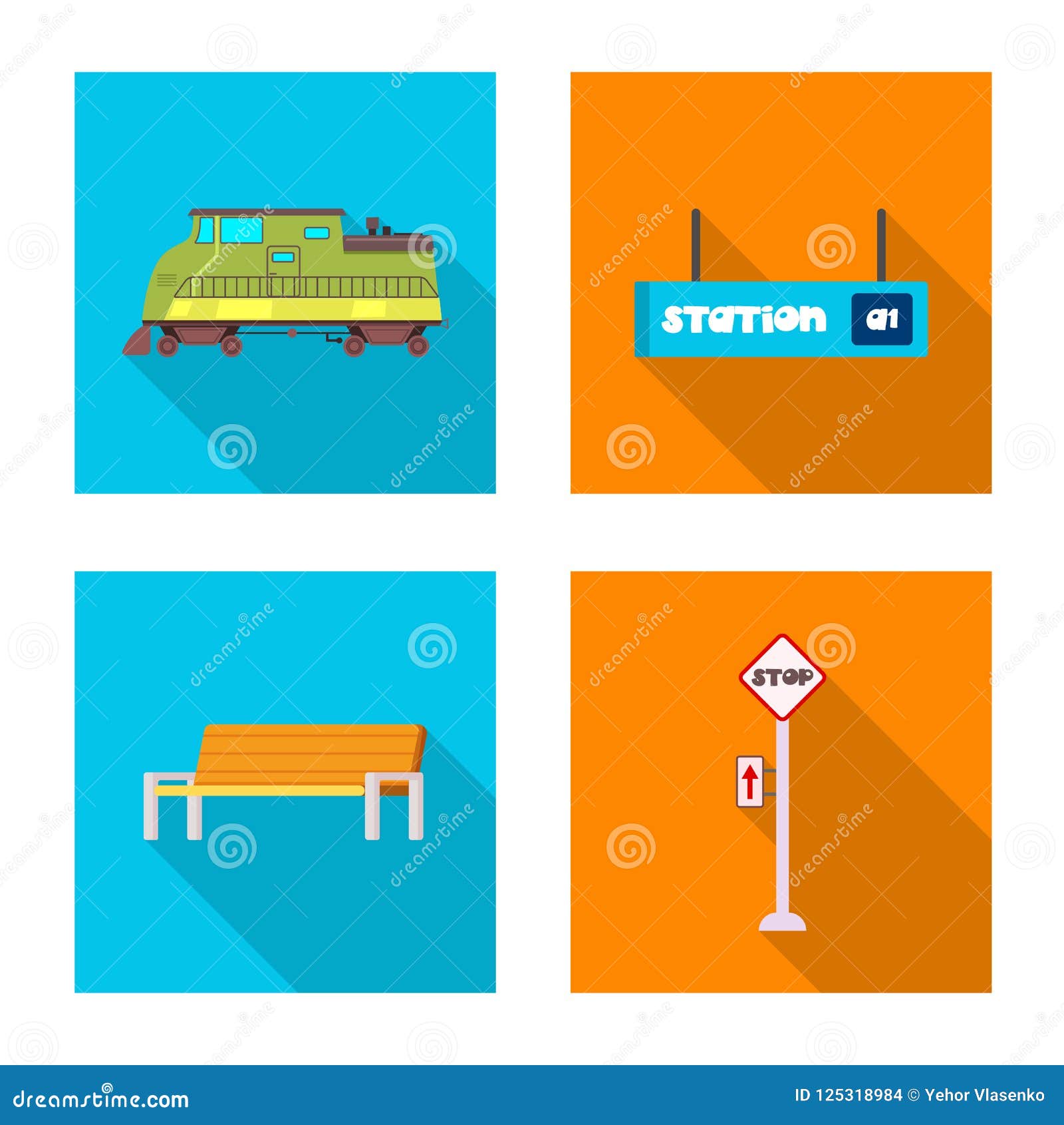 Vector Illustration of Train and Station Logo. Set of Train and Ticket ...
