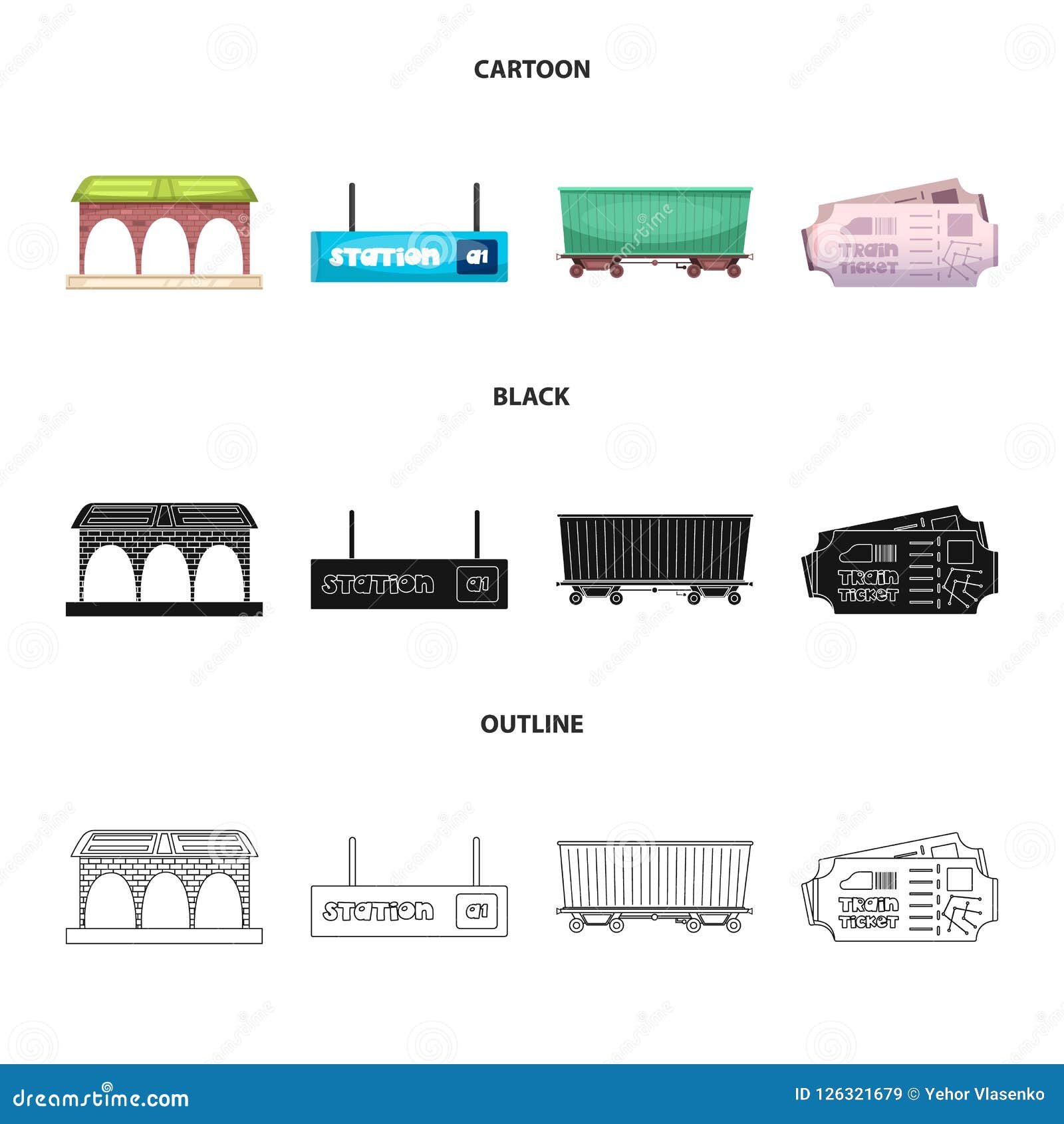 Vector Design of Train and Station Icon. Set of Train and Ticket Vector ...