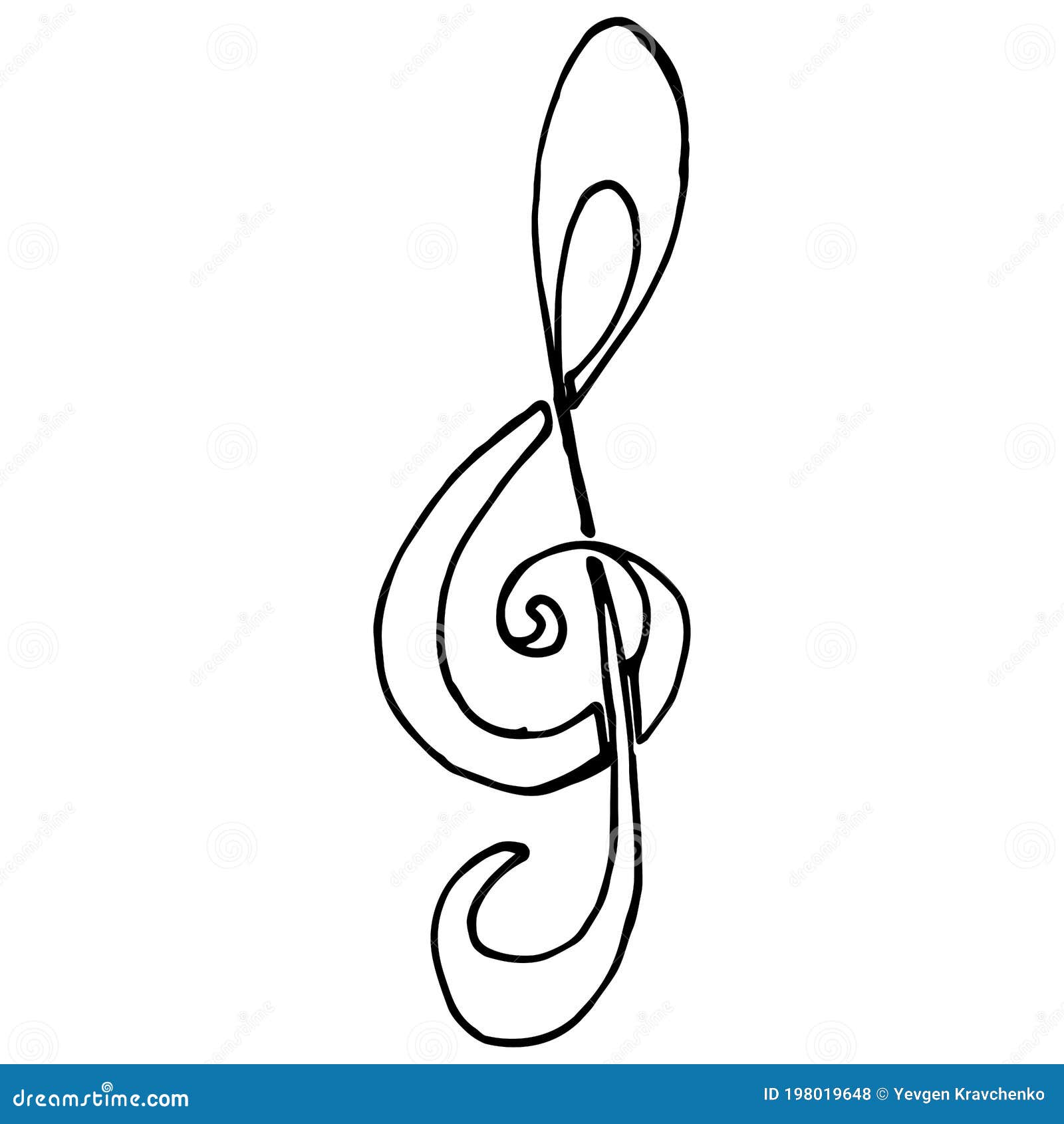 Treble Clef. Vector Illustration of Treble Clef. Sketch Musical Notes ...
