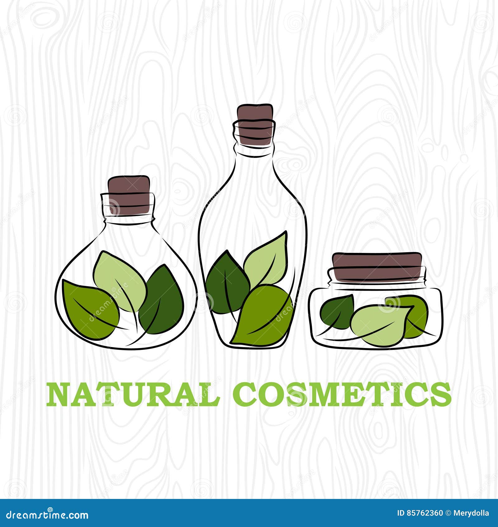 Vector Illustration of Tree Bottles with Green Leaves Inside Stock ...