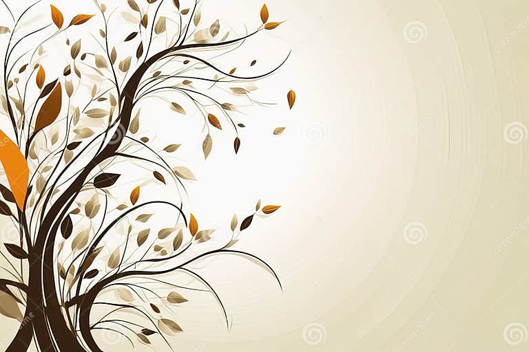 Vector Illustration of Tree Branches with Leaves and Flowers.vector ...