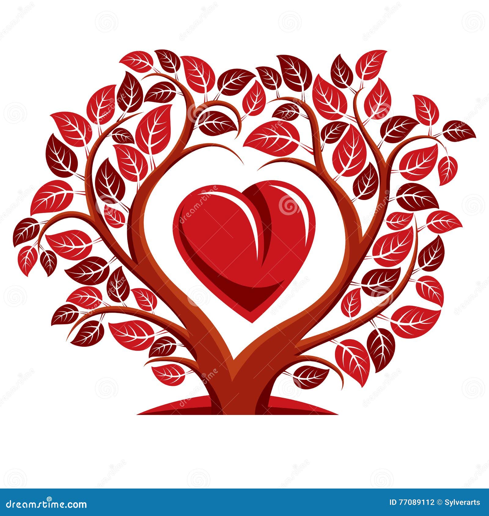 Vector Illustration of Tree with Branches in the Shape of Heart Stock ...