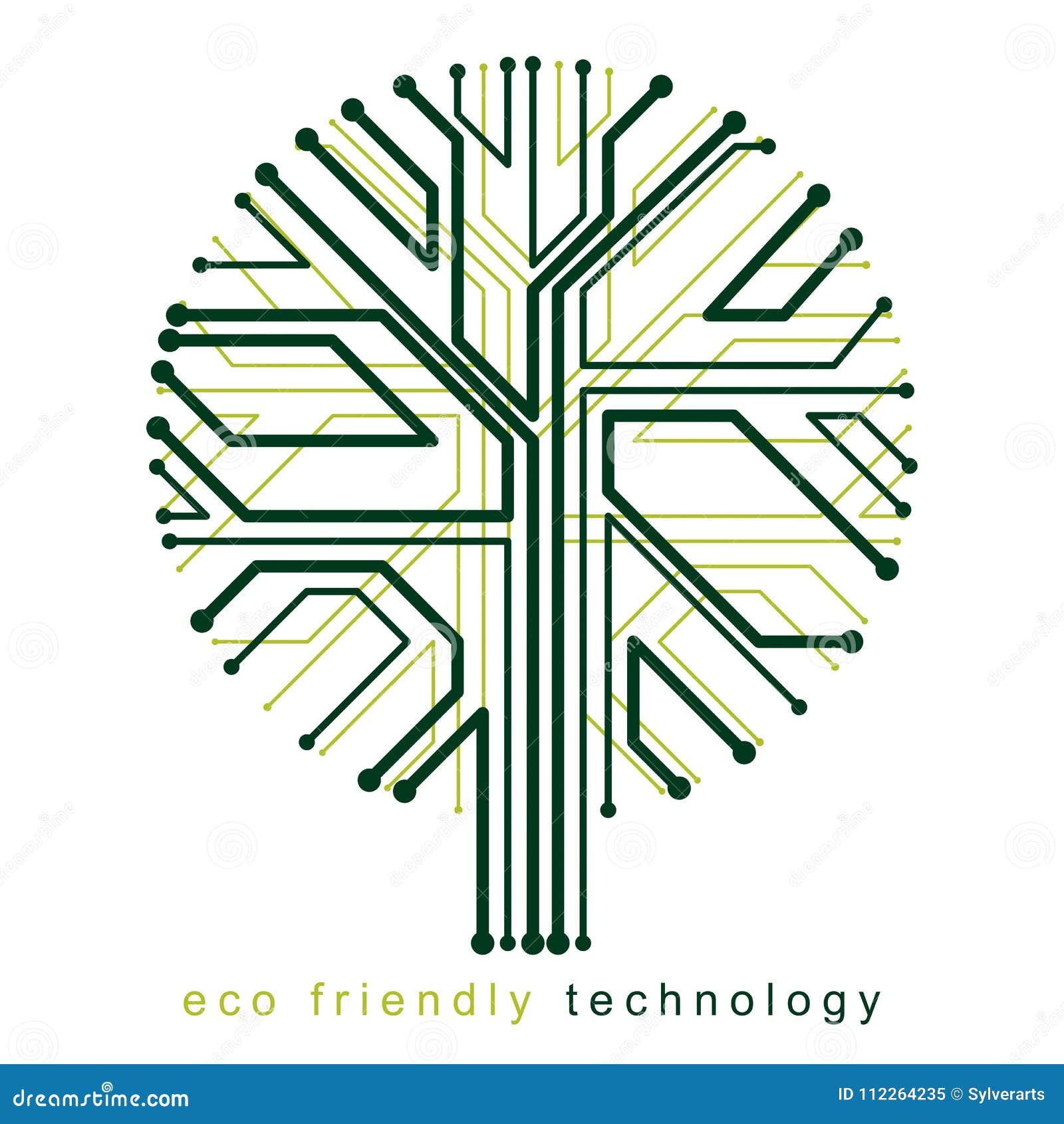 Vector Illustration of Tree Created with Wireframe and Lines Con Stock ...