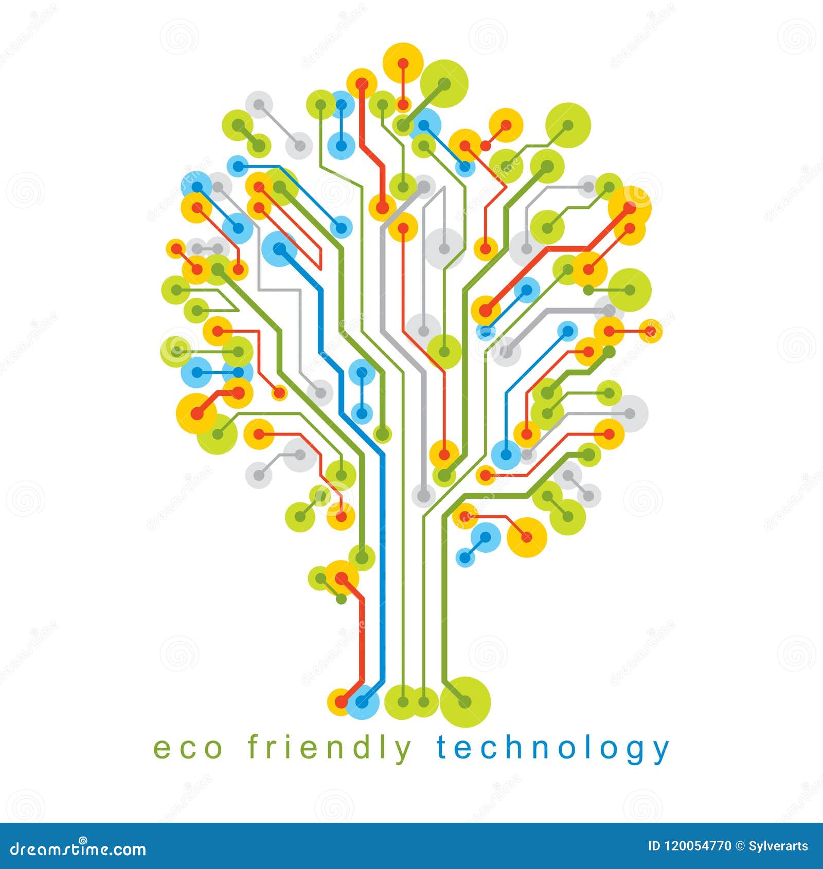 Vector Illustration of Tree Created with Wireframe and Lines Con Stock ...