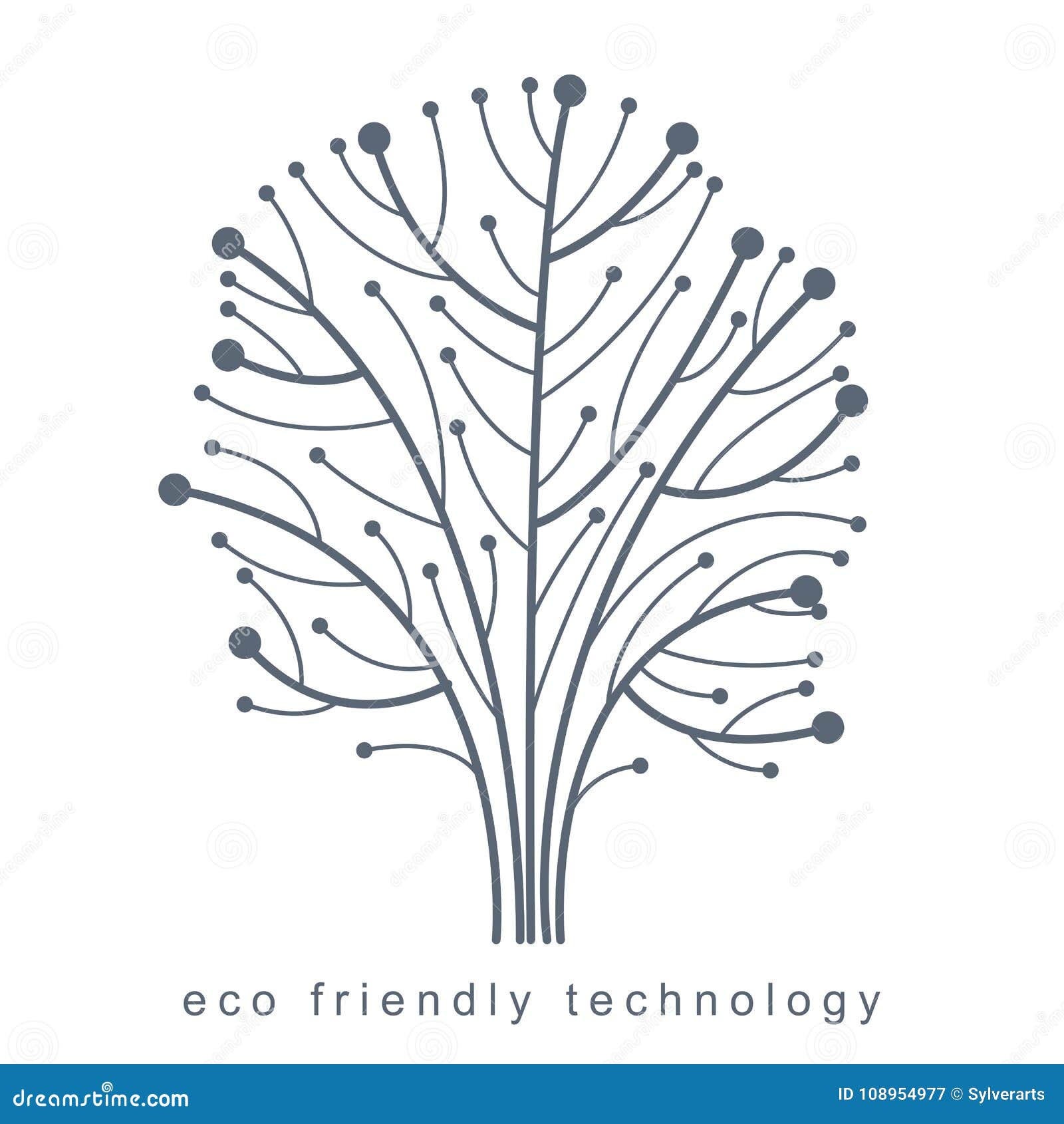 Vector Illustration of Tree Created with Wireframe and Lines Con Stock ...