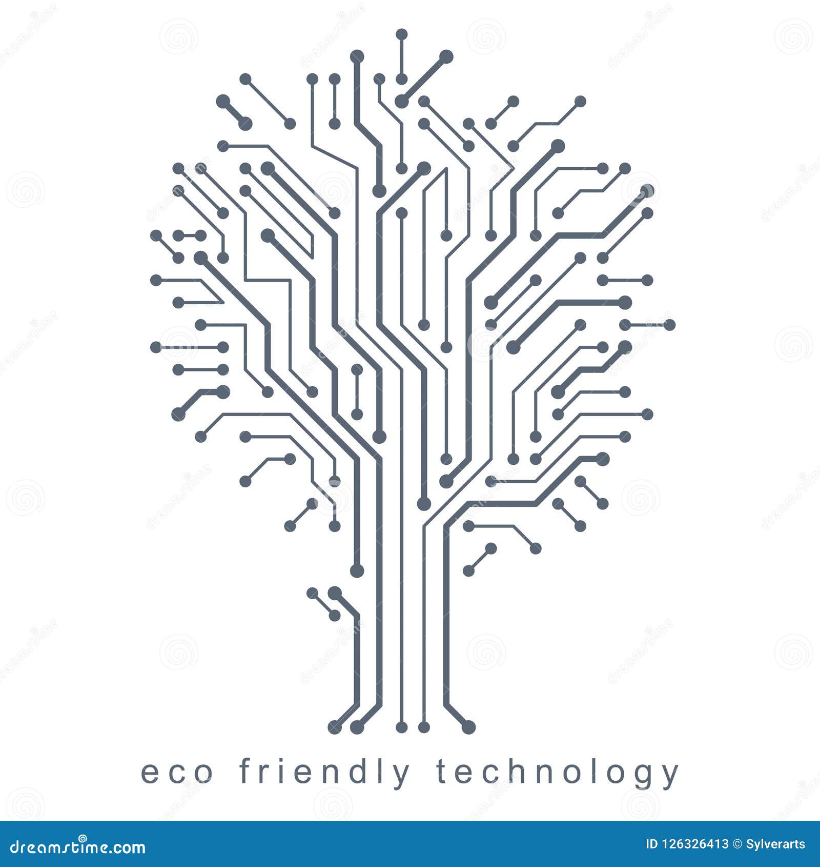 Vector Illustration of Tree Created with Wireframe and Lines Con Stock ...