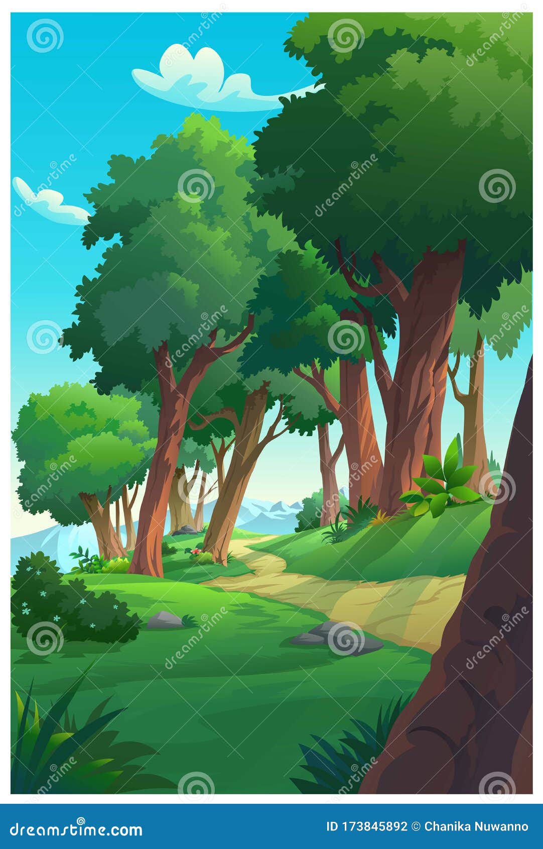 Vector Illustration of a Tree and Graphic of Jungle Stock Vector ...