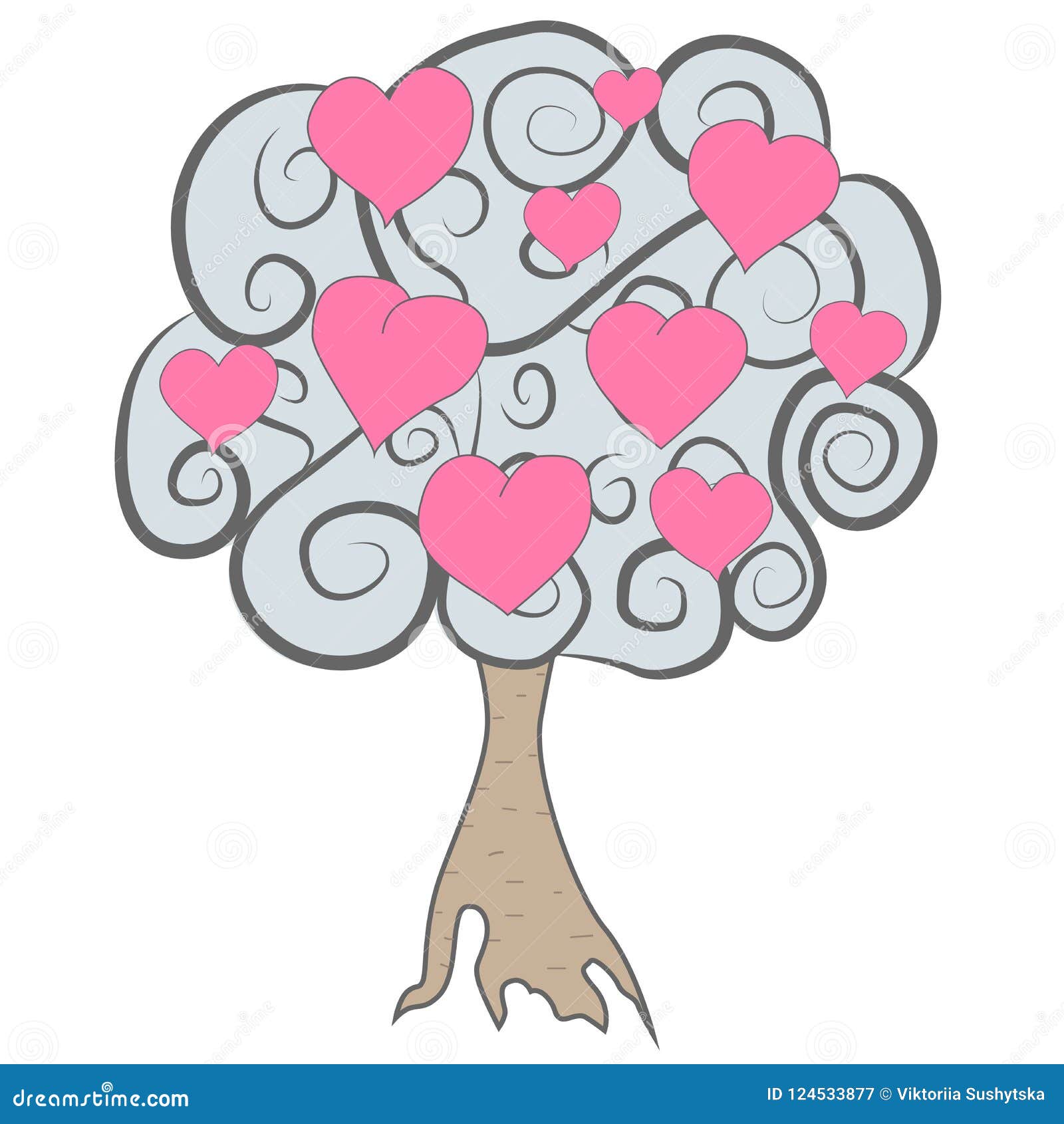 Vector Illustration of a Tree with Hearts. Stock Vector - Illustration ...