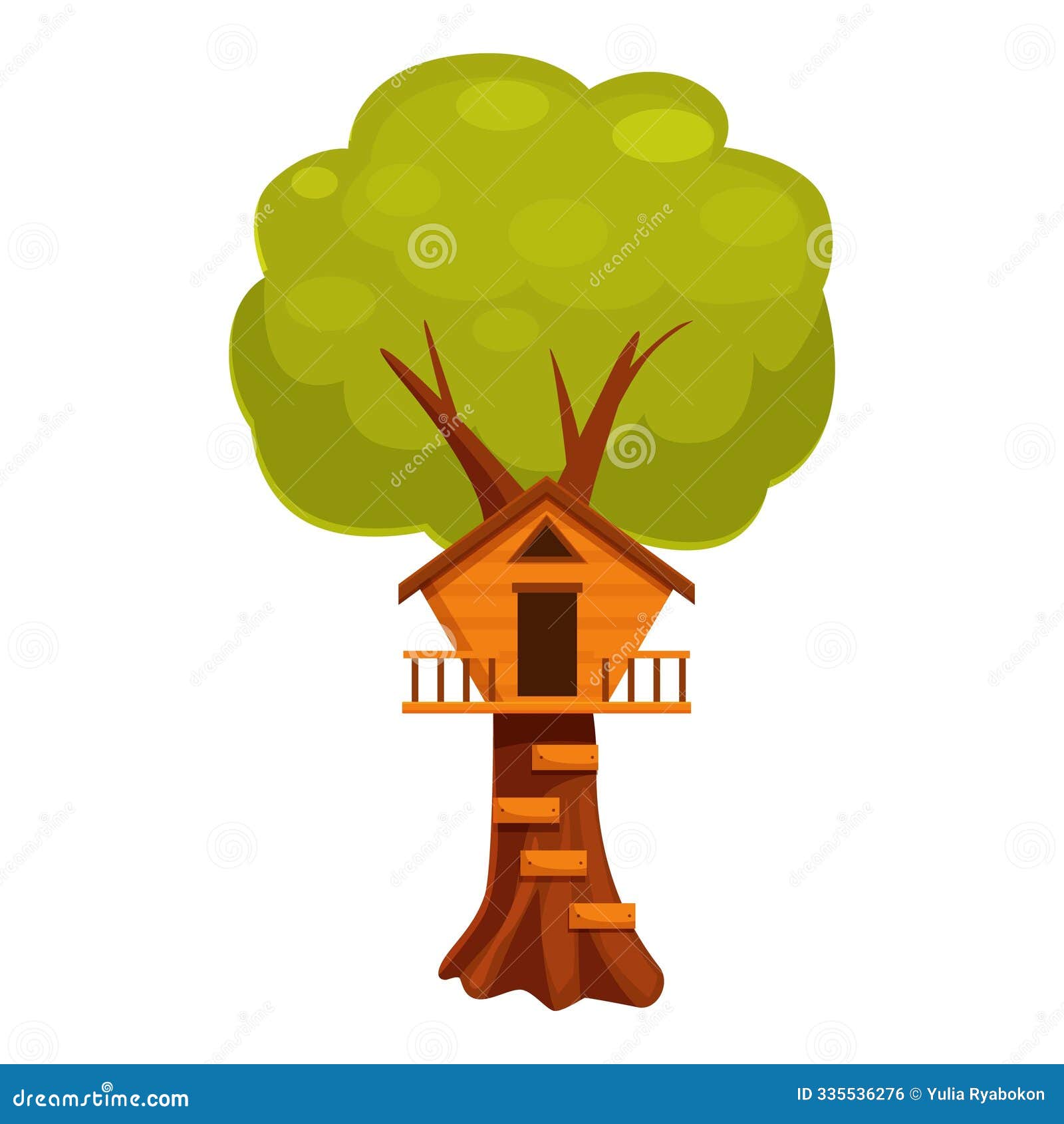 Vector Illustration of a Tree House with a Ladder Stock Illustration ...