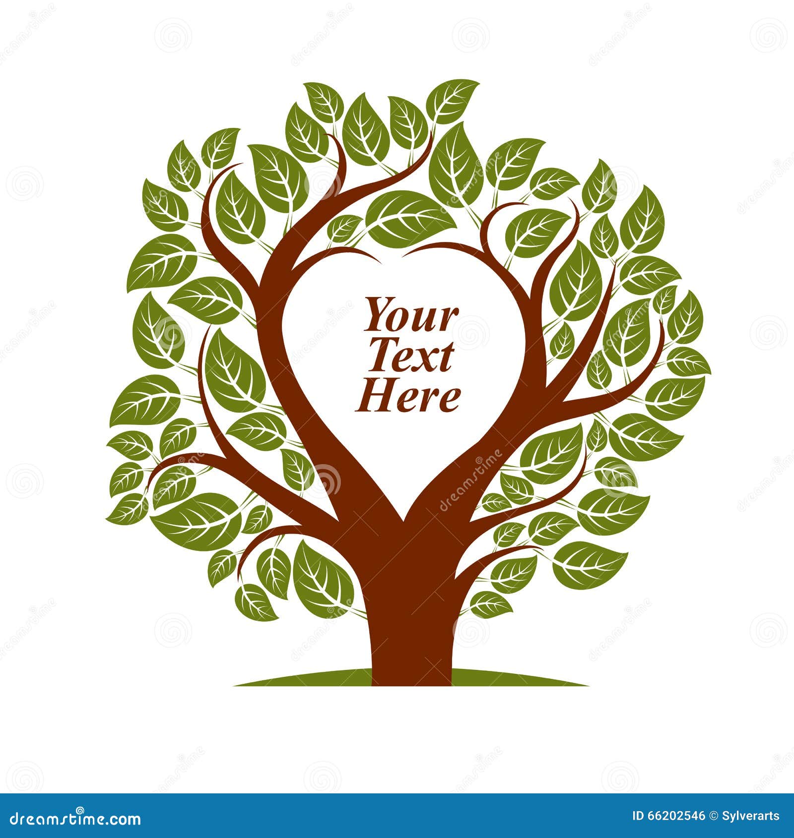 Vector Illustration of Tree with Leaves and Branches in the Shape of ...