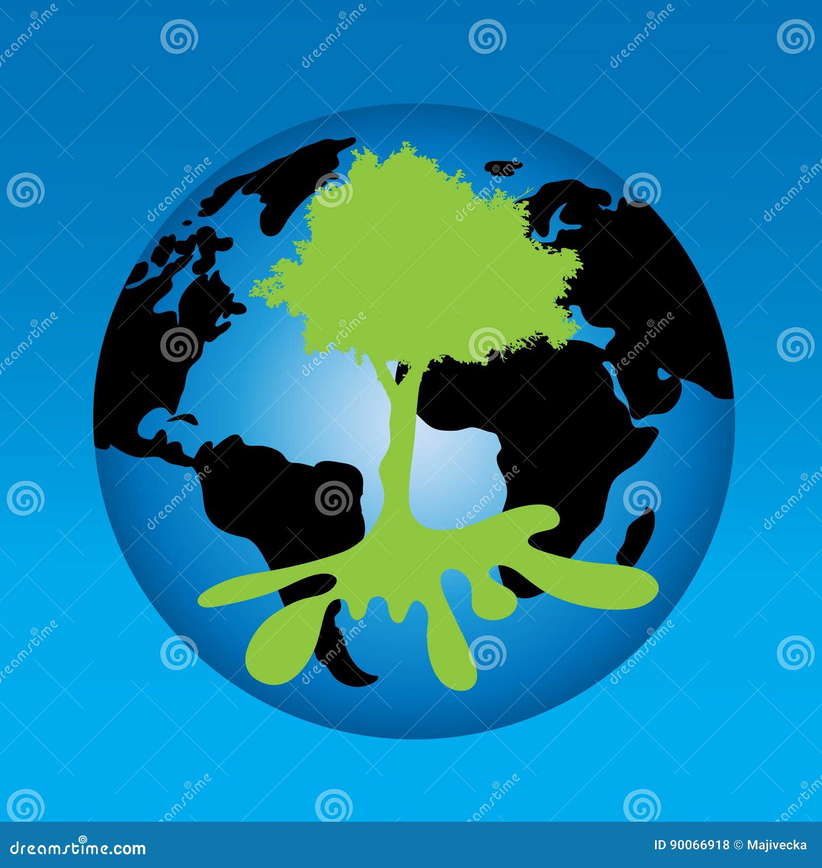 Vector Illustration of Tree Logo with World. Stock Illustration ...