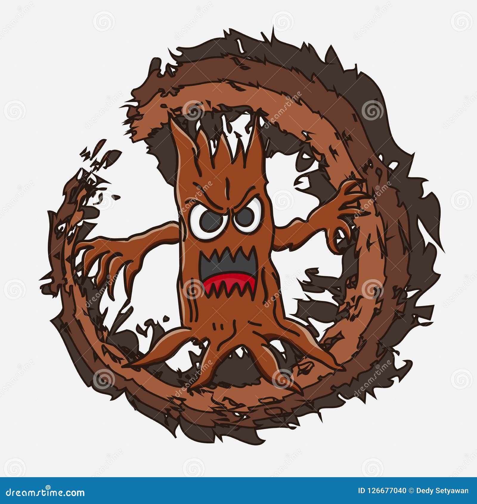 Vector Illustration Of Tree Monster Characters. | CartoonDealer.com ...