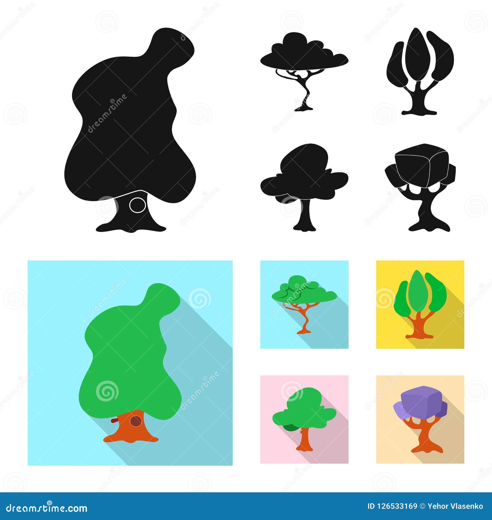 Vector Illustration of Tree and Nature Icon. Collection of Tree and ...