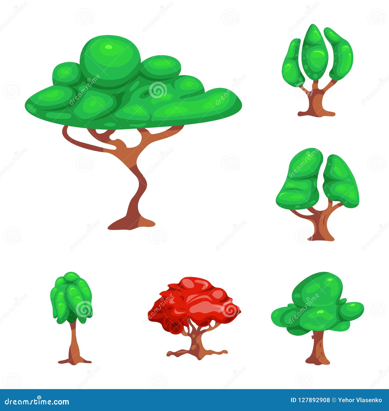 Vector Design of Tree and Nature Logo. Set of Tree and Crown Stock ...