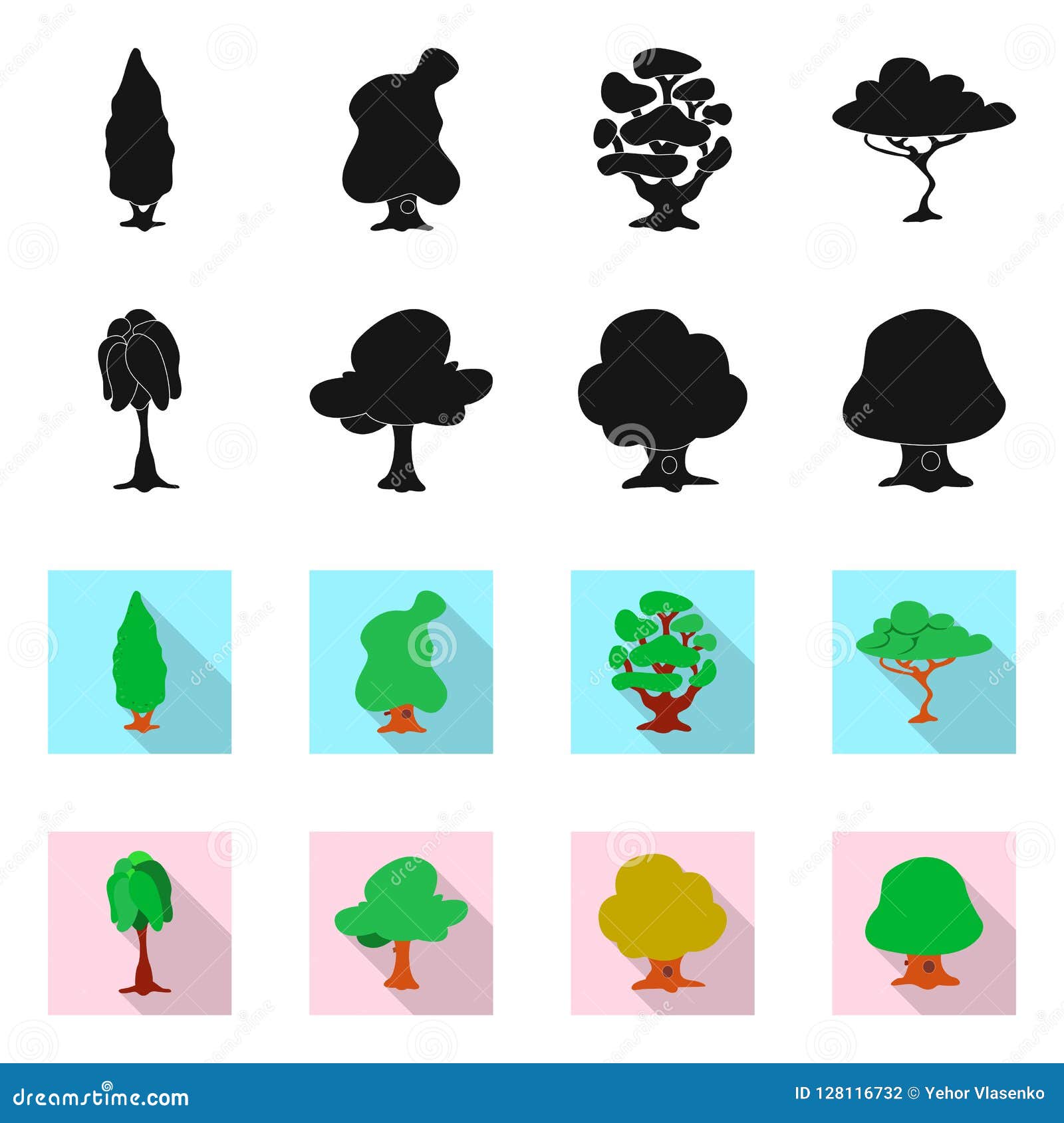 Vector Design of Tree and Nature Logo. Collection of Tree and Crown ...