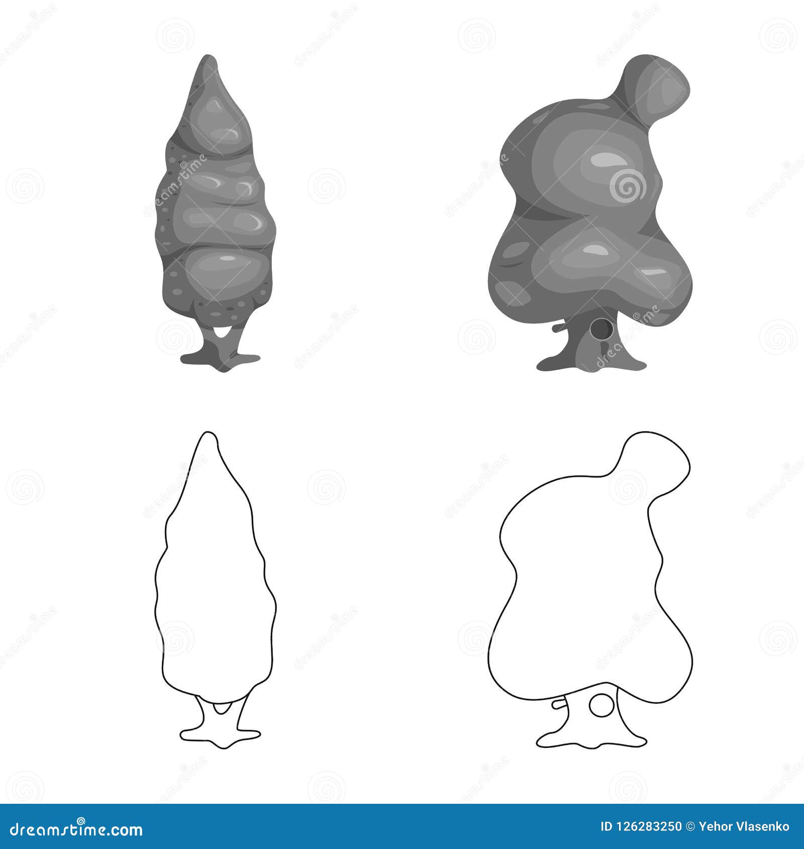 Vector Design of Tree and Nature Sign. Set of Tree and Crown Stock ...