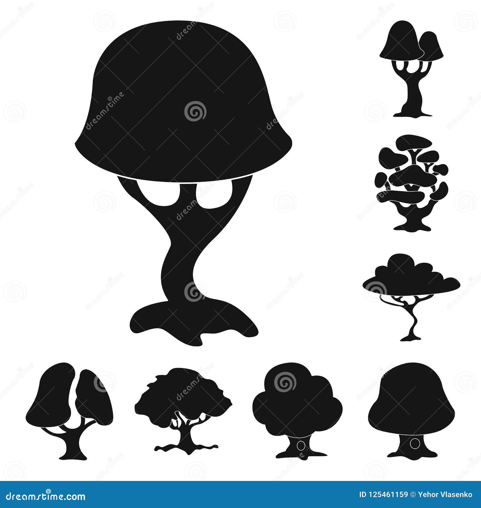 Vector Design of Tree and Nature Sign. Set of Tree and Crown Stock ...