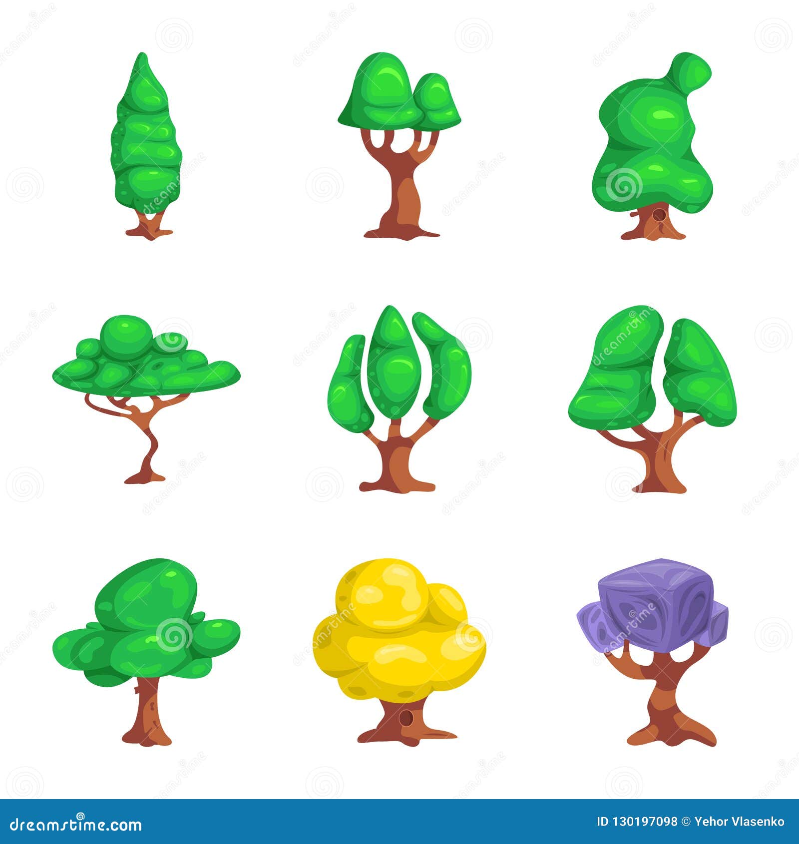 Vector Design of Tree and Nature Sign. Set of Tree and Crown Stock ...