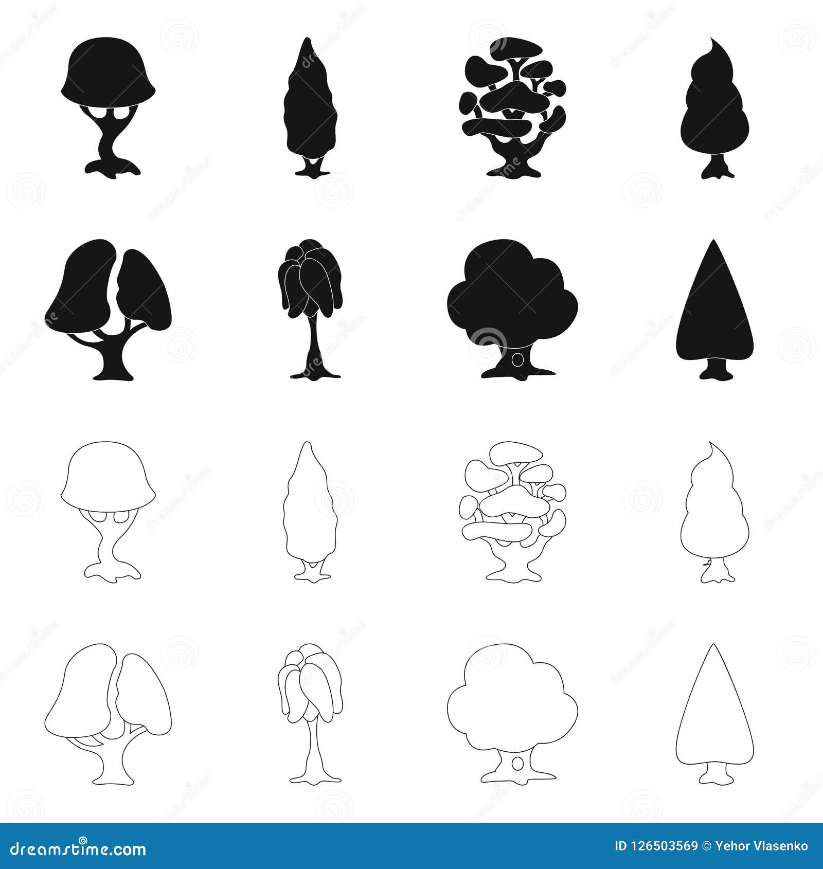 Vector Illustration of Tree and Nature Logo. Set of Tree and Crown ...
