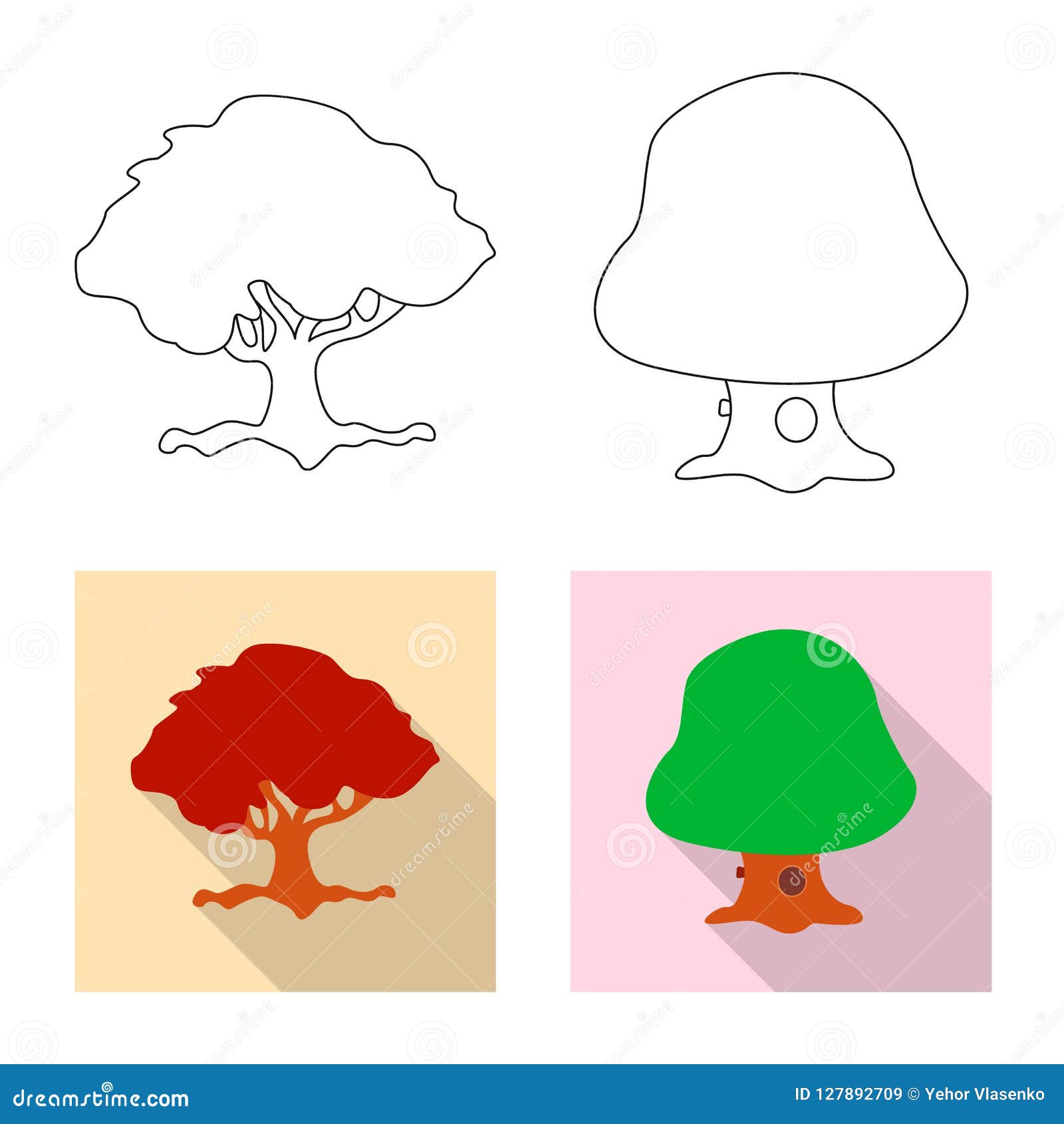 Vector Illustration of Tree and Nature Logo. Set of Tree and Crown ...