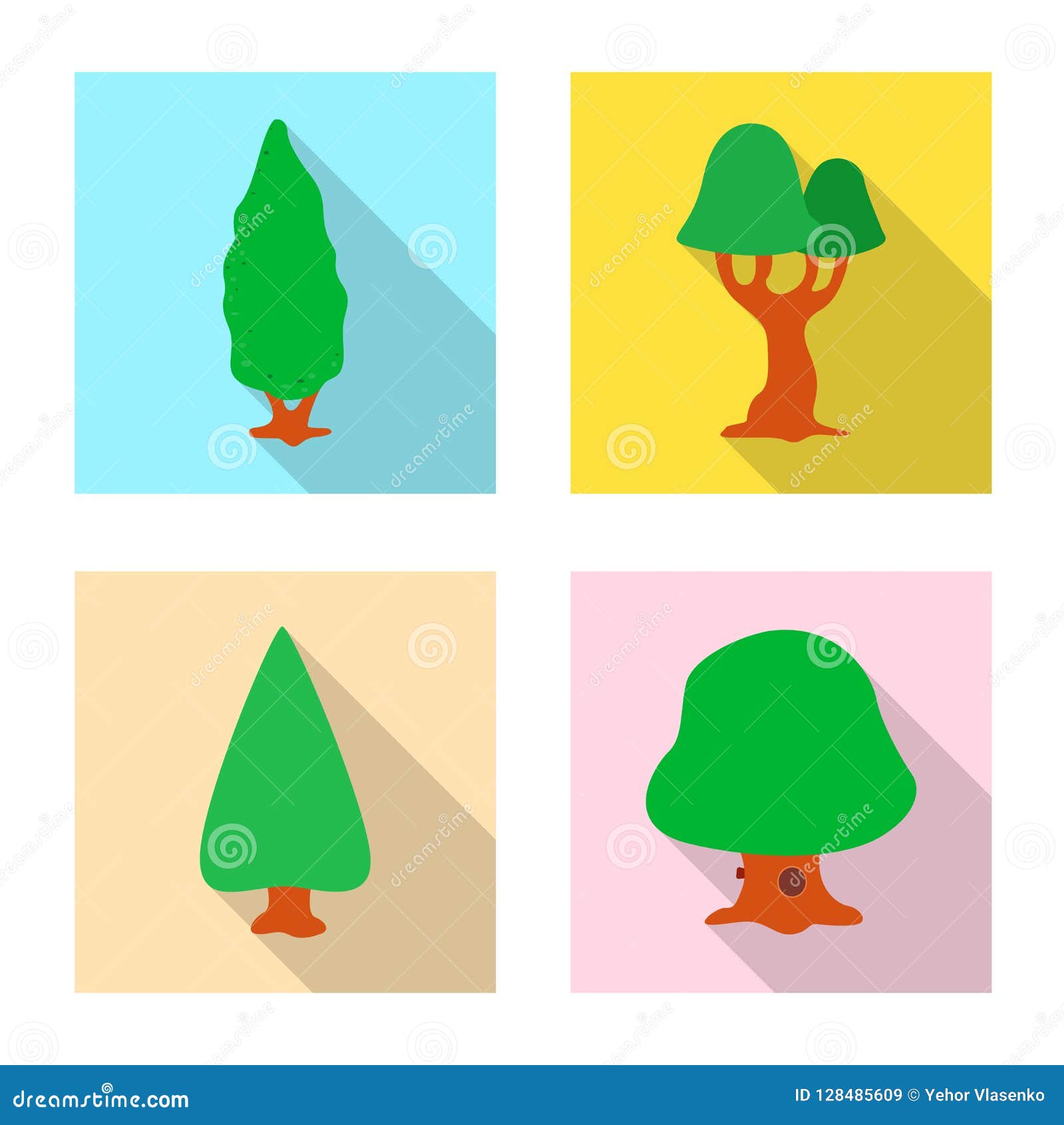 Vector Illustration of Tree and Nature Logo. Set of Tree and Crown ...